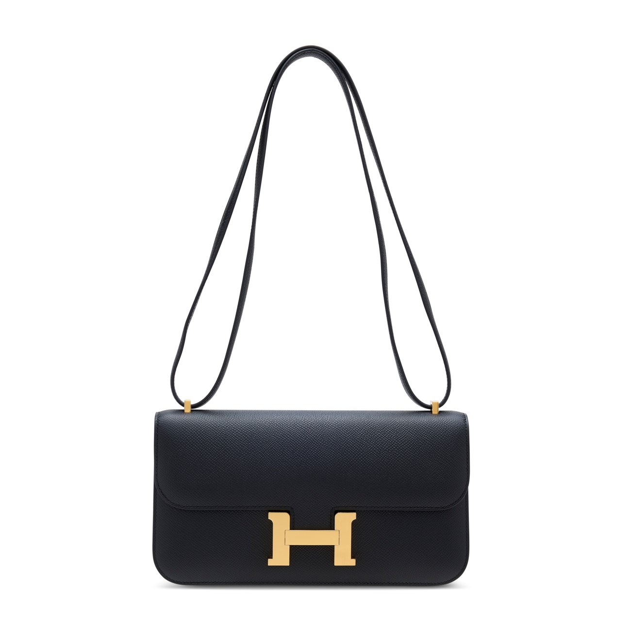 A BLACK EPSOM LEATHER CONSTANCE ÉLAN MIRROR WITH GOLD HARDWARE, HERMÈS ...
