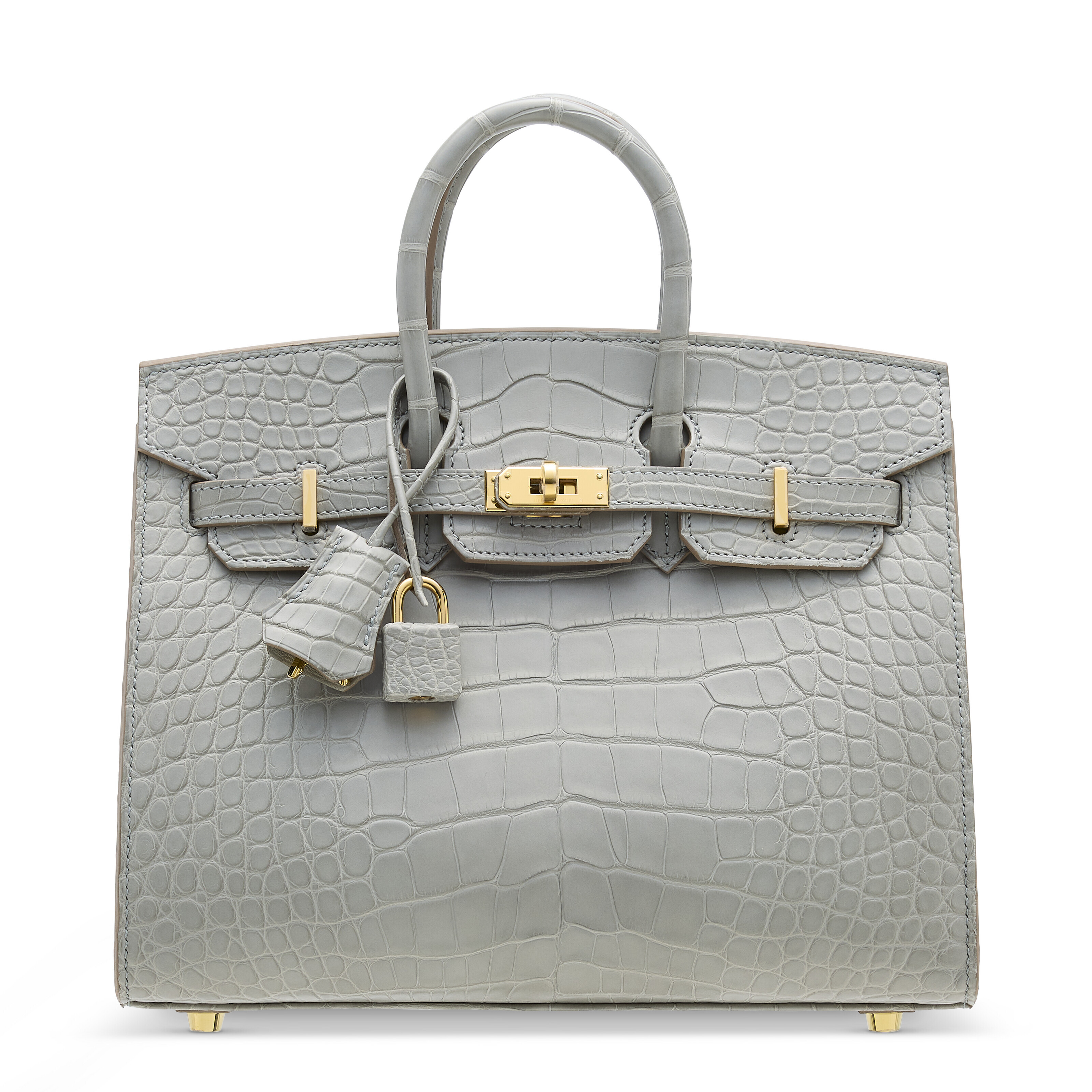 A GRIS PERLE SWIFT LEATHER RETOURNÉ KELLY 25 WITH GOLD HARDWARE, HERMÈS ...