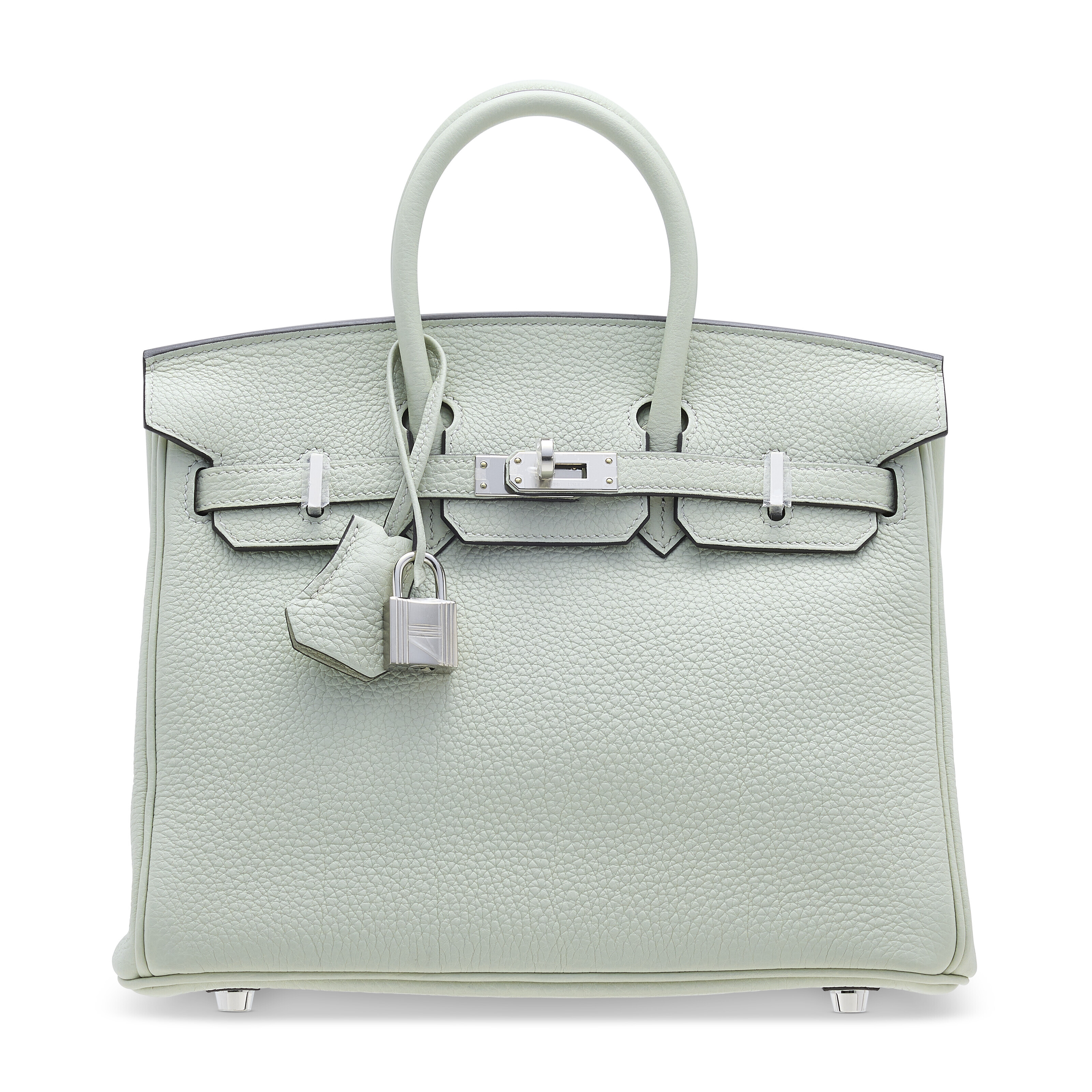 A MATTE GRIS PERLE ALLIGATOR SELLIER BIRKIN 25 WITH GOLD HARDWARE ...