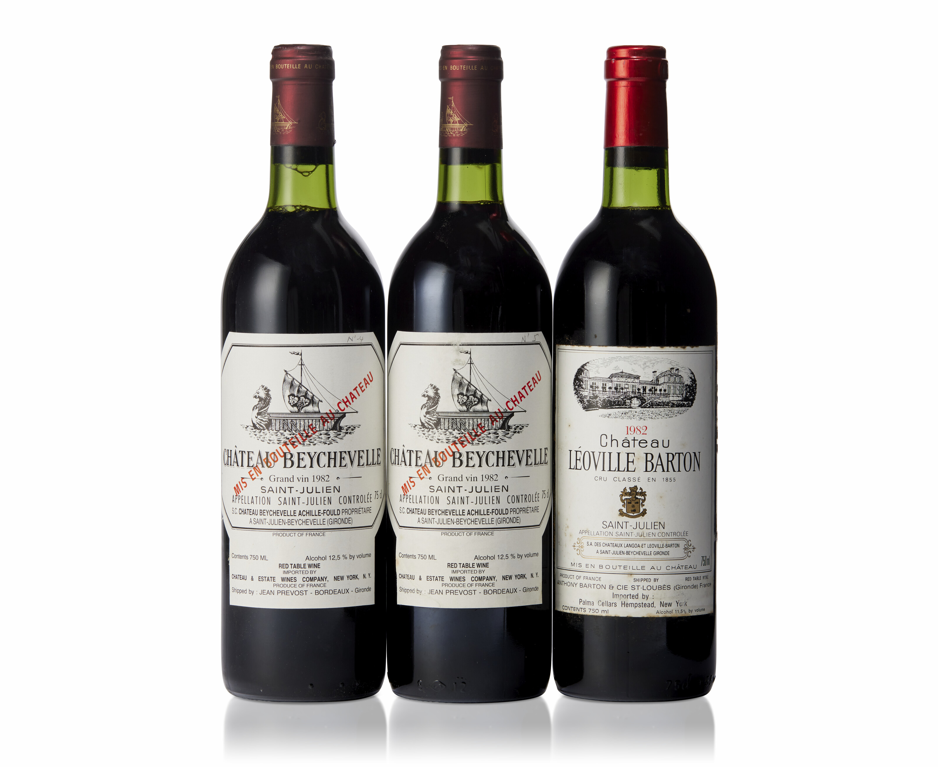 Mixed Red Bordeaux 1982, Château Léoville Barton 1982Slightly bin ...