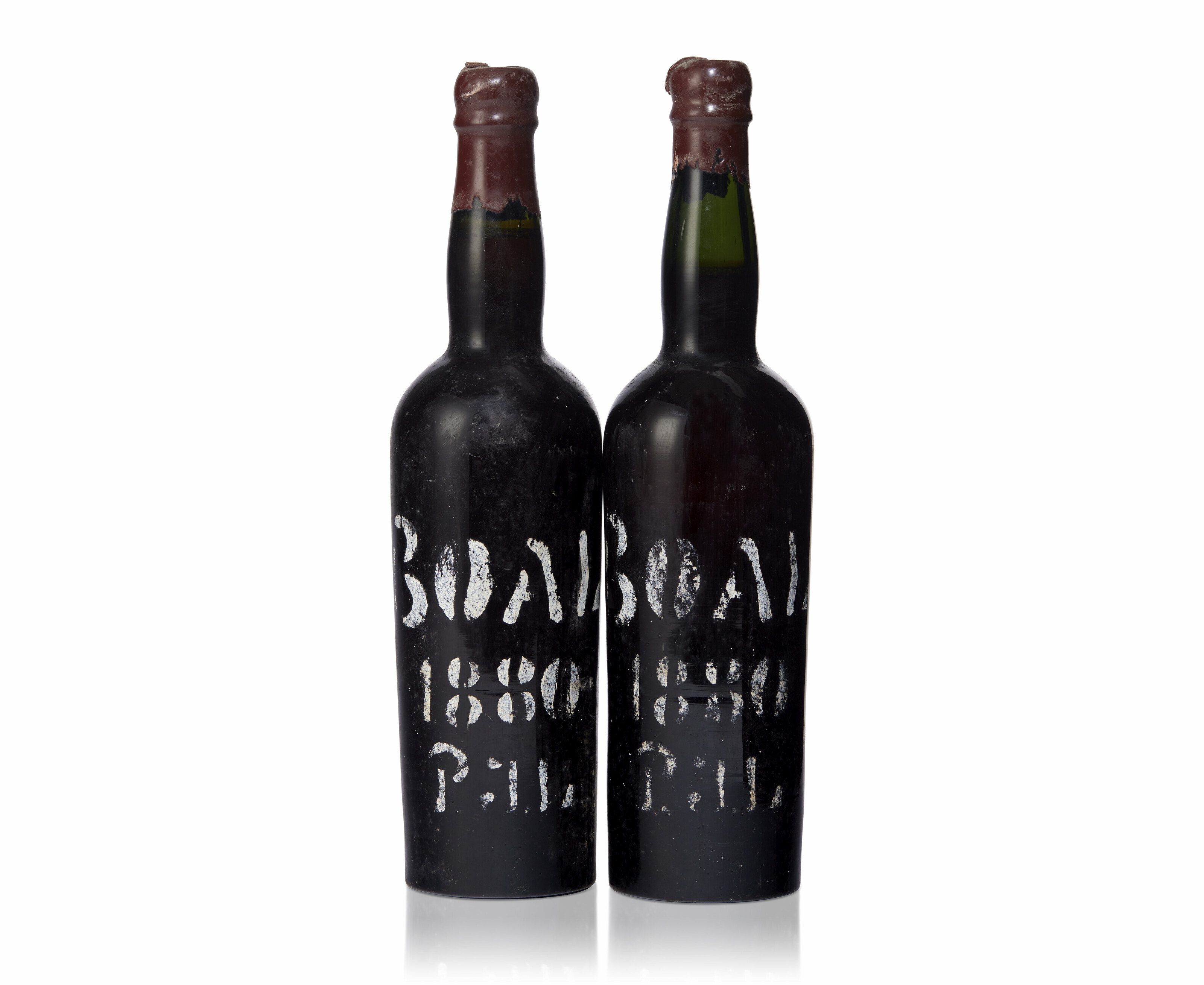 PJL, Boal 1880, MadeiraWax capsulesStenciled bottles, fadingLevels into ...