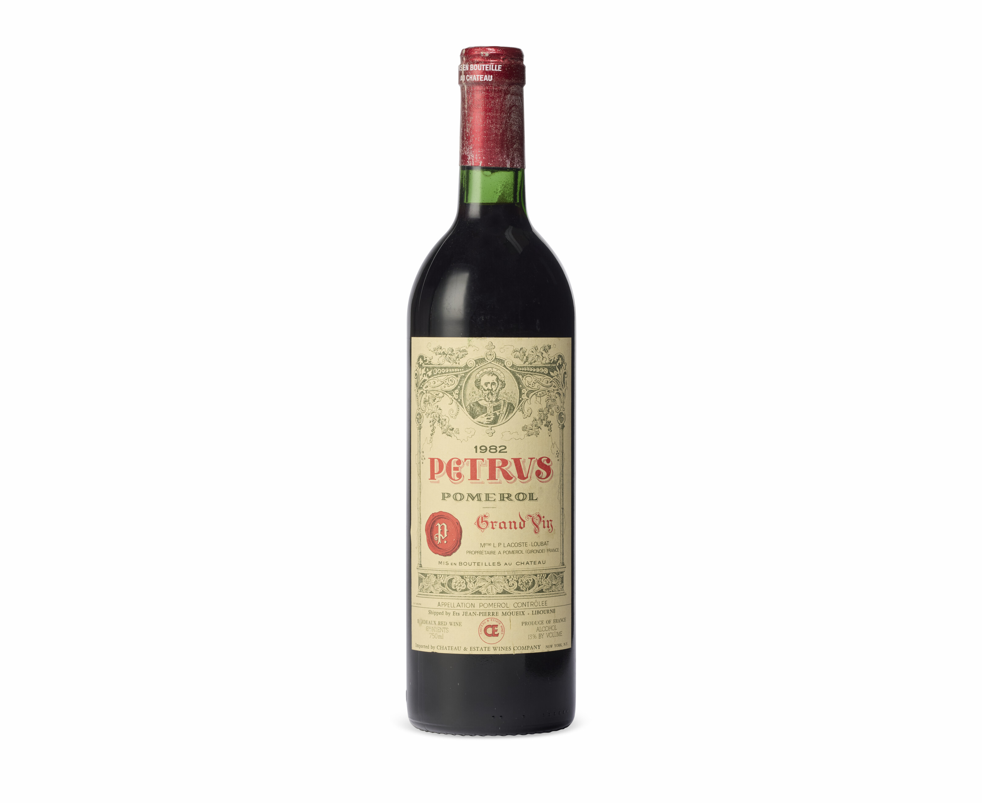 Petrus 1982, Pomerol u.1bn, very slightly bin-soiled label, oxidized ...