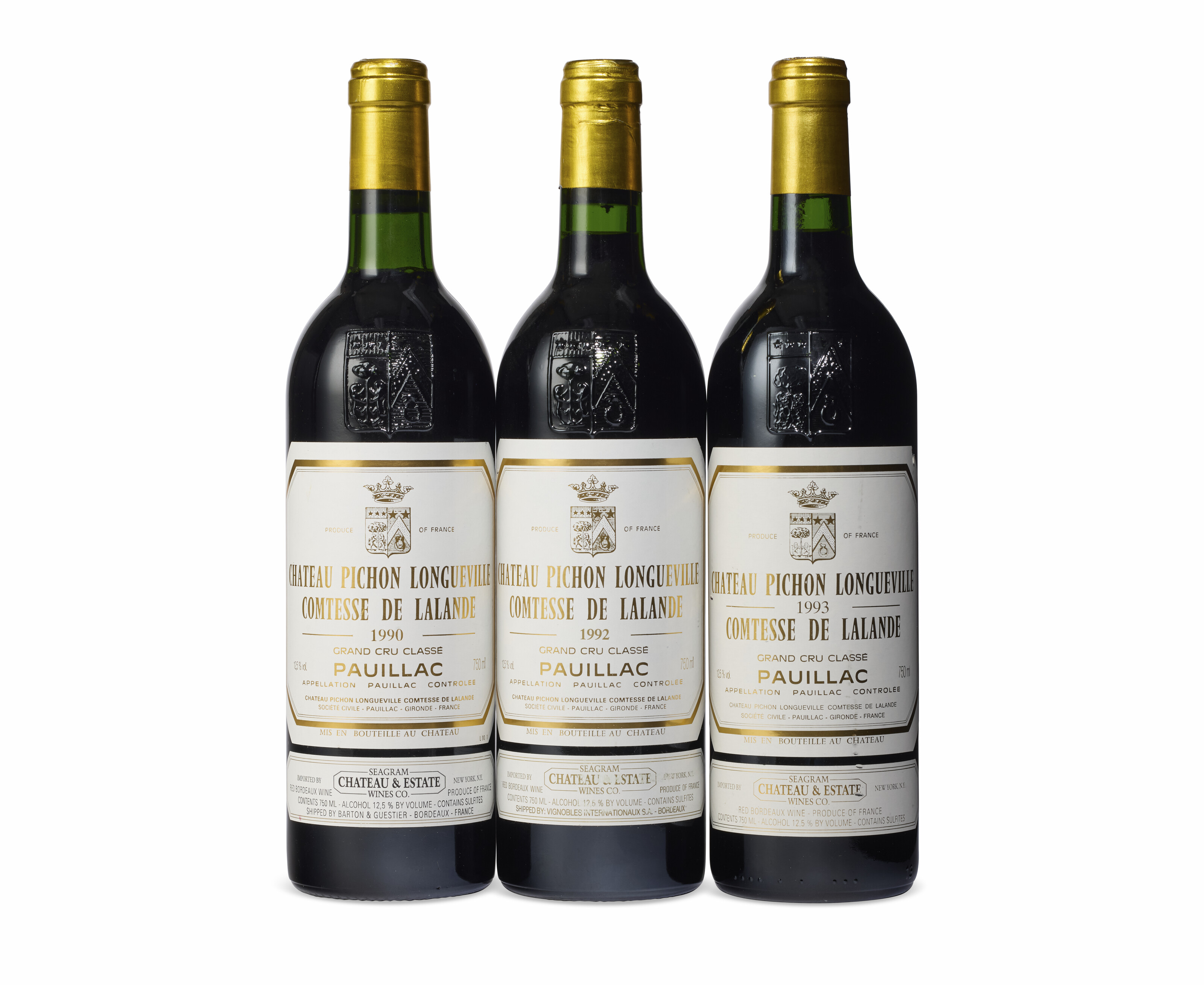 Mixed Château Pichon Longueville Comtesse de Lalande, 1990u.1vts, good ...