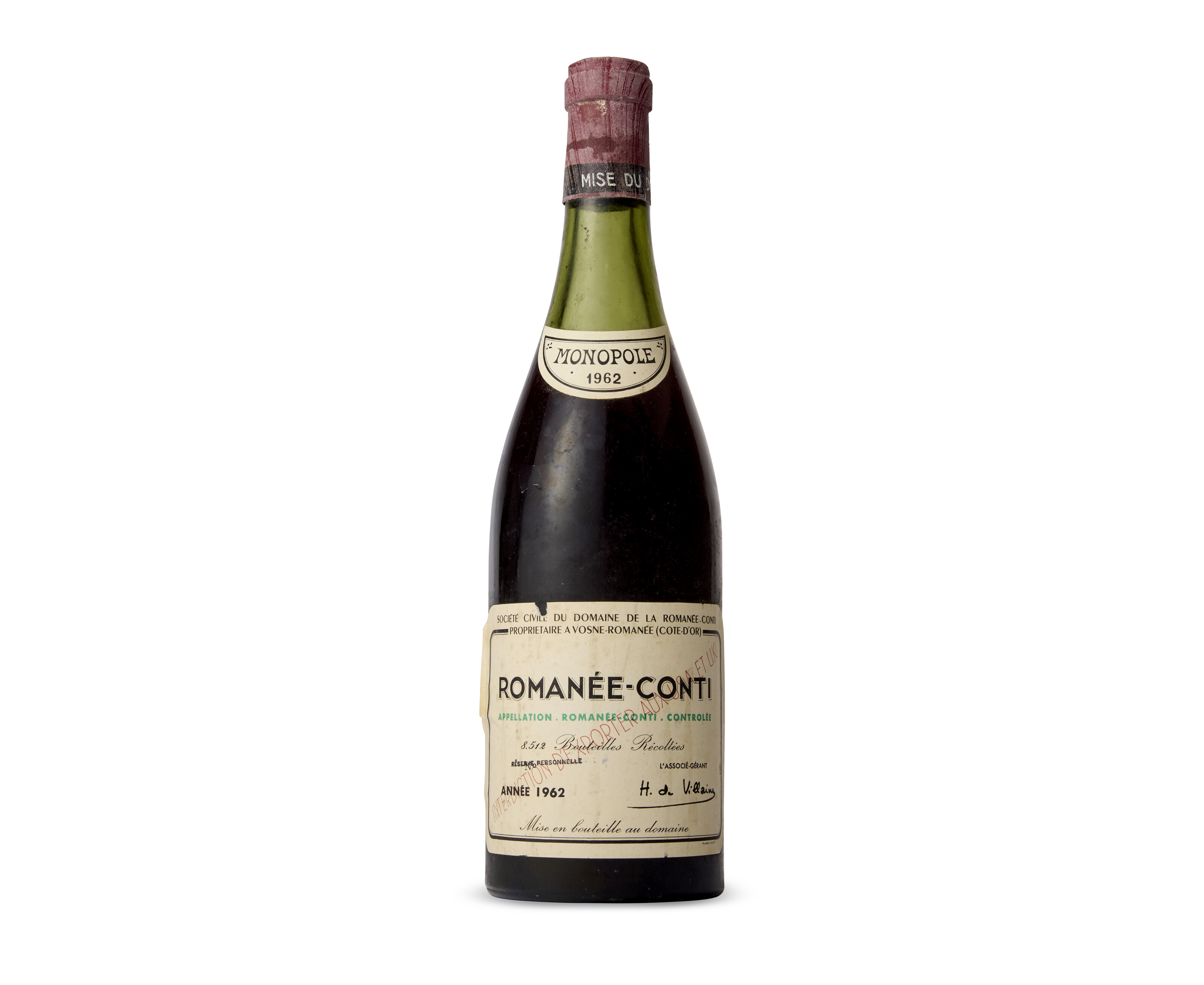Domaine de la Romanee-Conti, Romanée-Conti 1962, Côte de Nuits, Grand ...