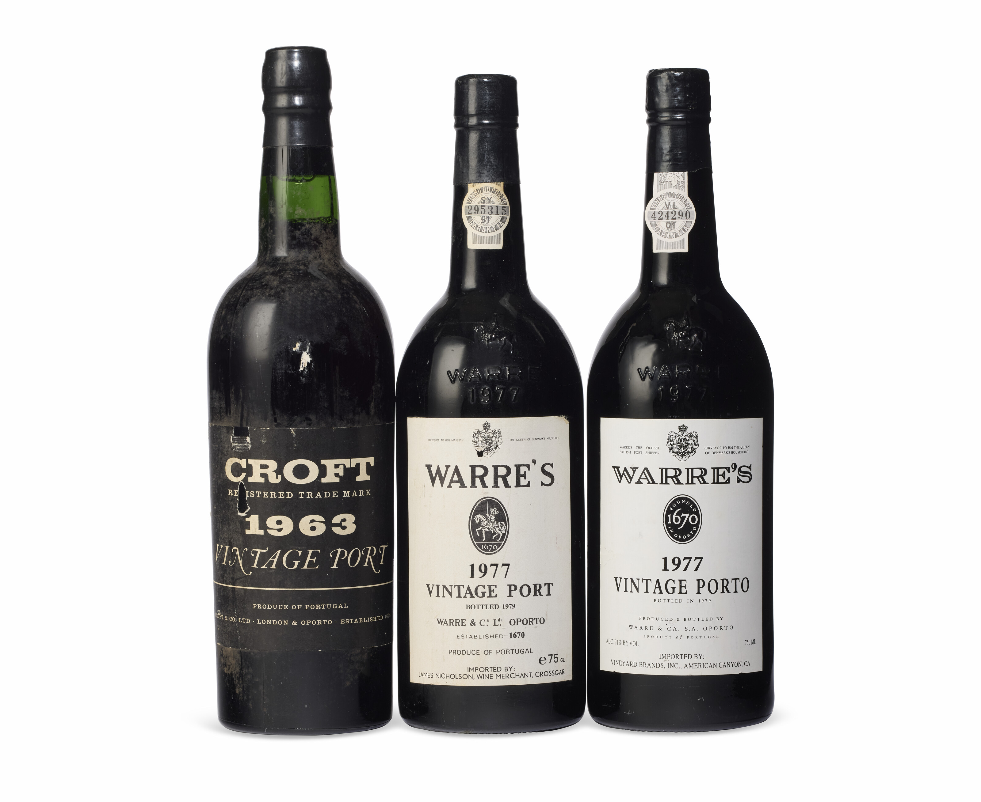 Mixed Port, Croft 1963u.1 level into neck, damaged label (1)Warre's ...