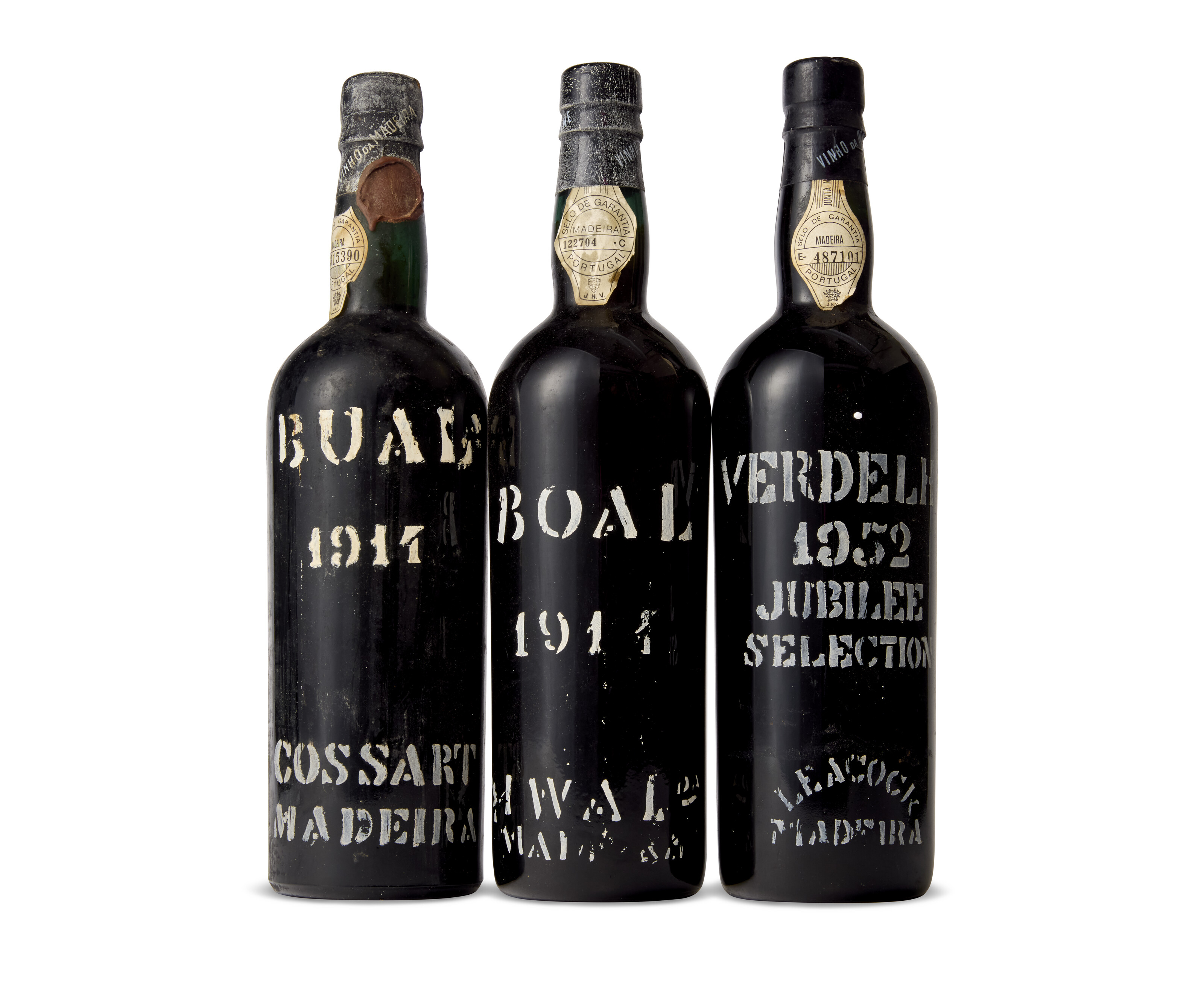 Mixed Madeira, Cossart Gordon Bual 1914u.1bn, stenciled label, oxidized ...