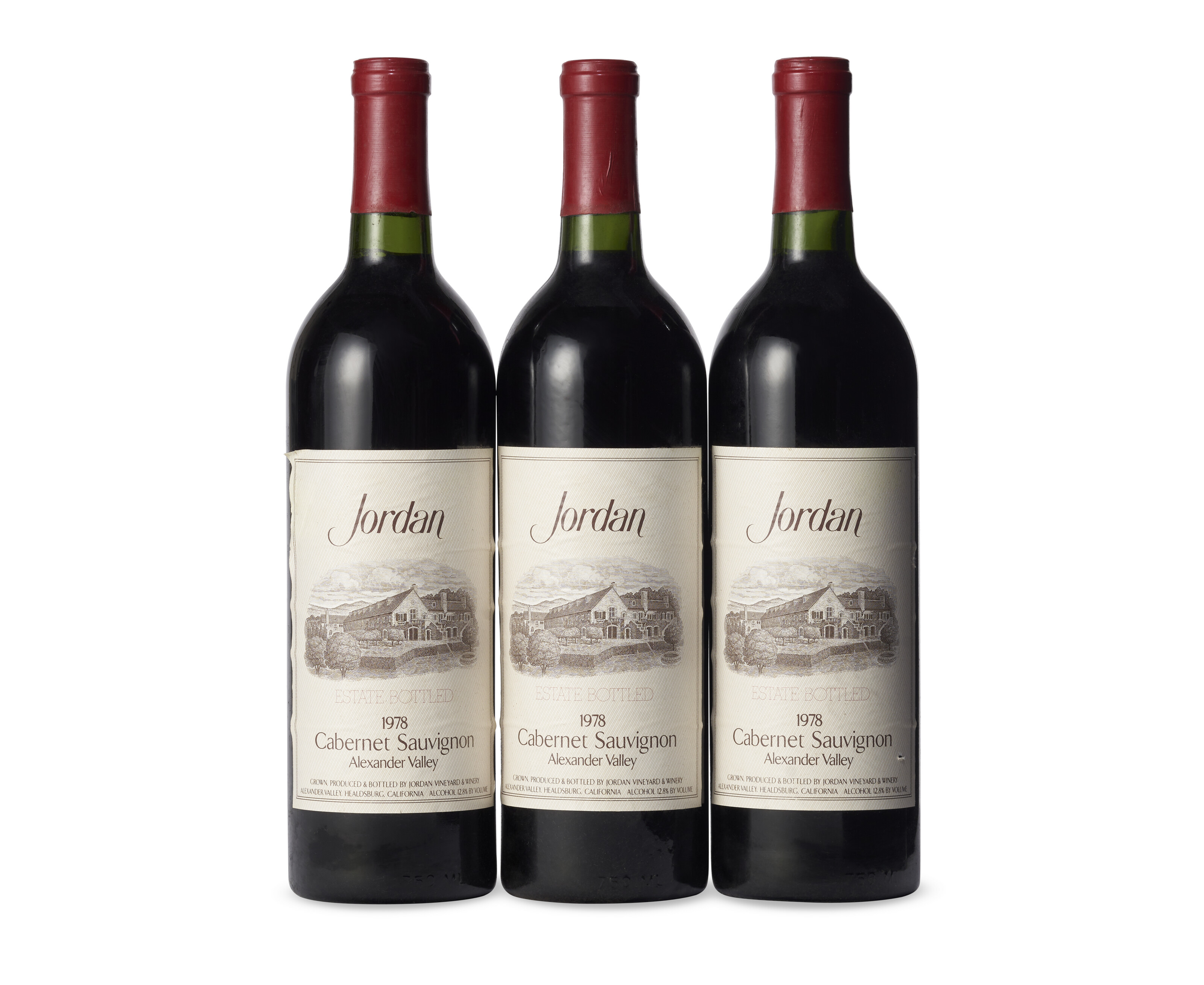 Jordan, Cabernet Sauvignon 1978, CaliforniaLevels bn, crinkled labels ...