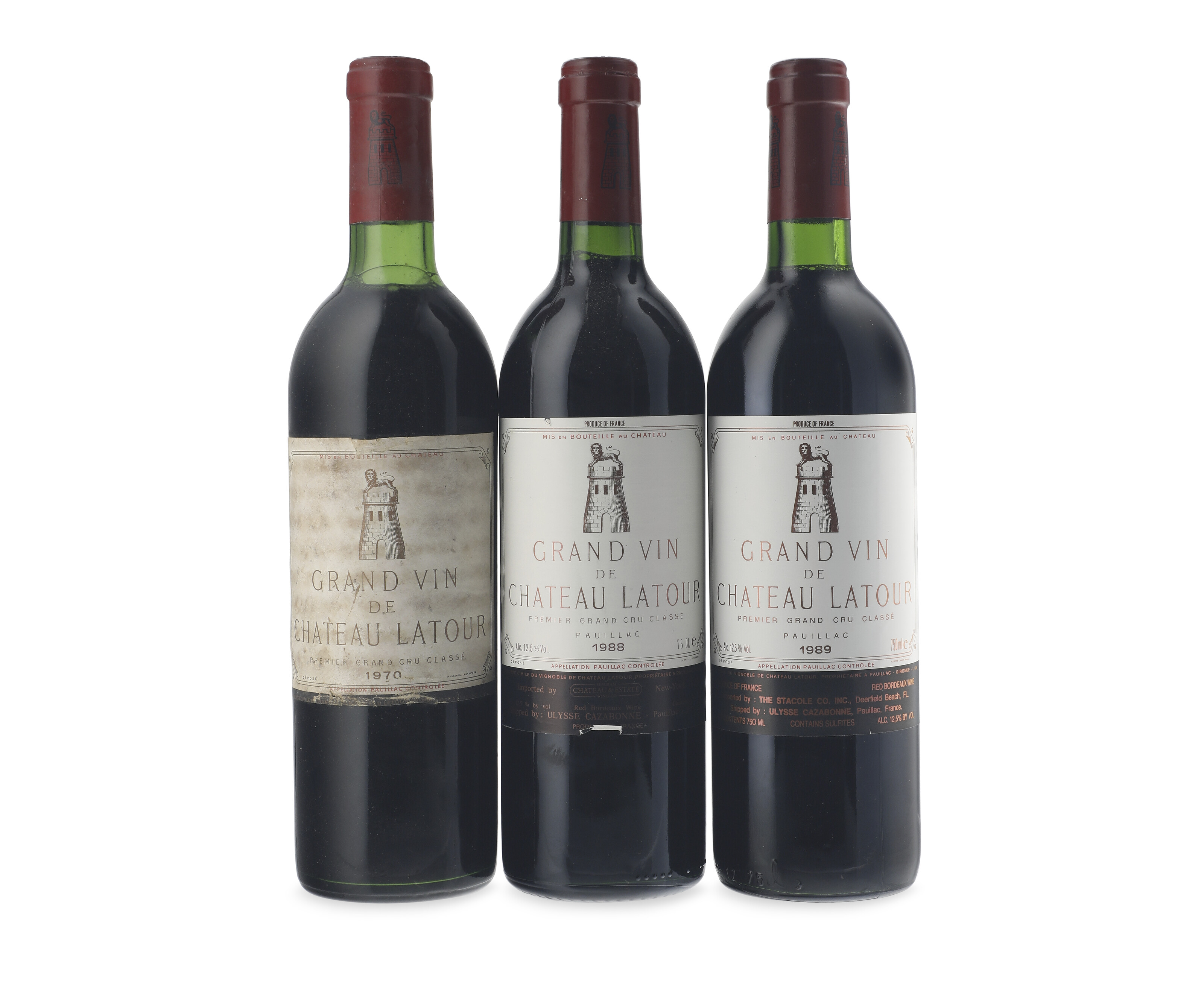 Mixed Château Latour, 1970u.1ts, 1 level into neck, heavily bin-soiled ...