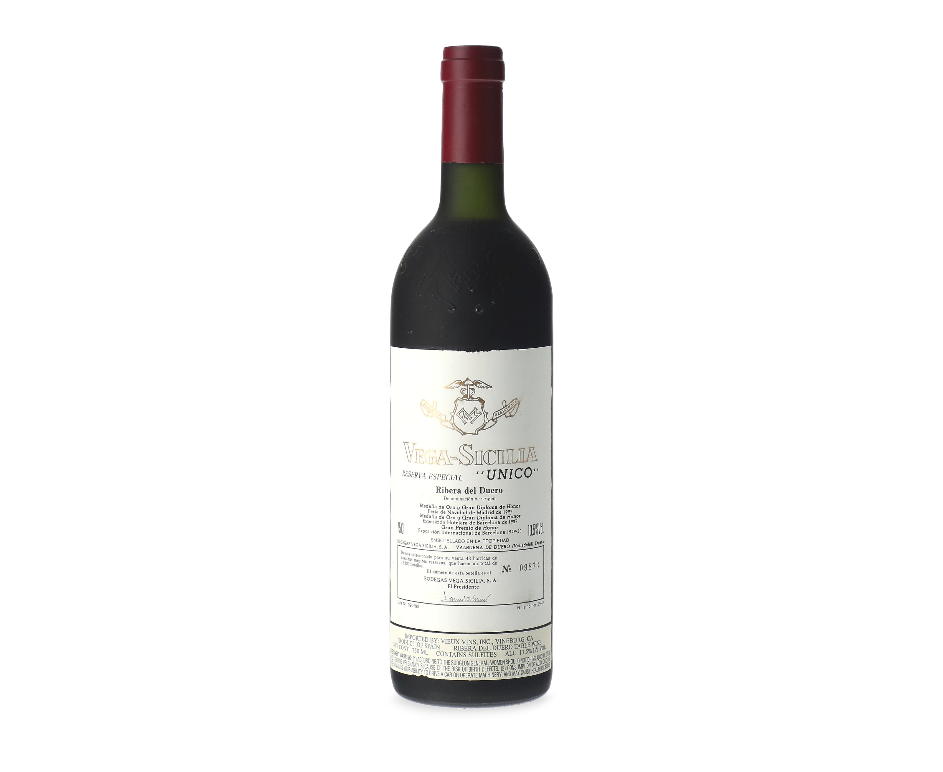 Vega Sicilia, Unico Reserva Especial MV, Ribera del Duero, Spainu.8ts ...