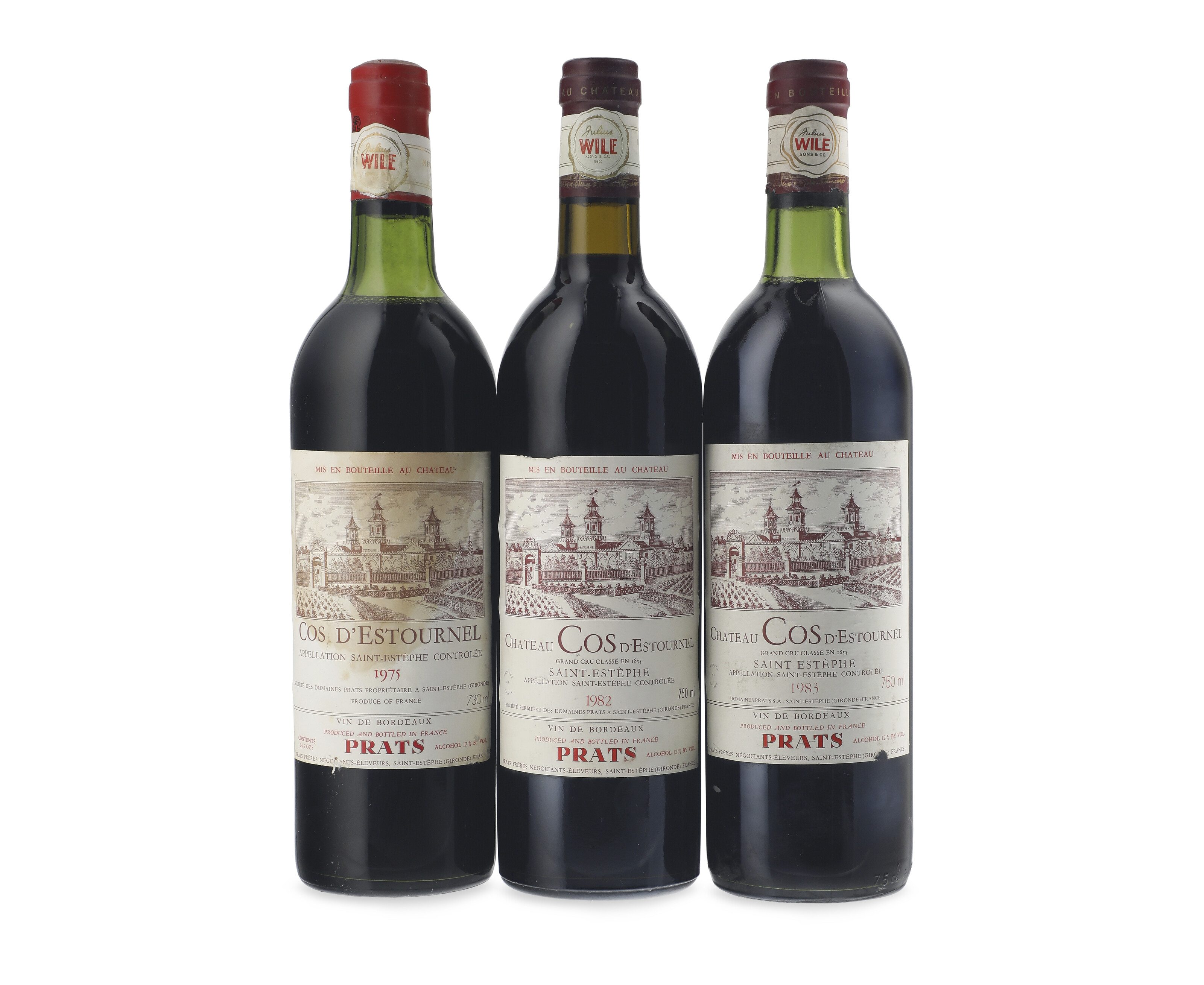Mixed Château Cos d'Estournel, 1975u.1us, 2ls, bin-soiled labels ...