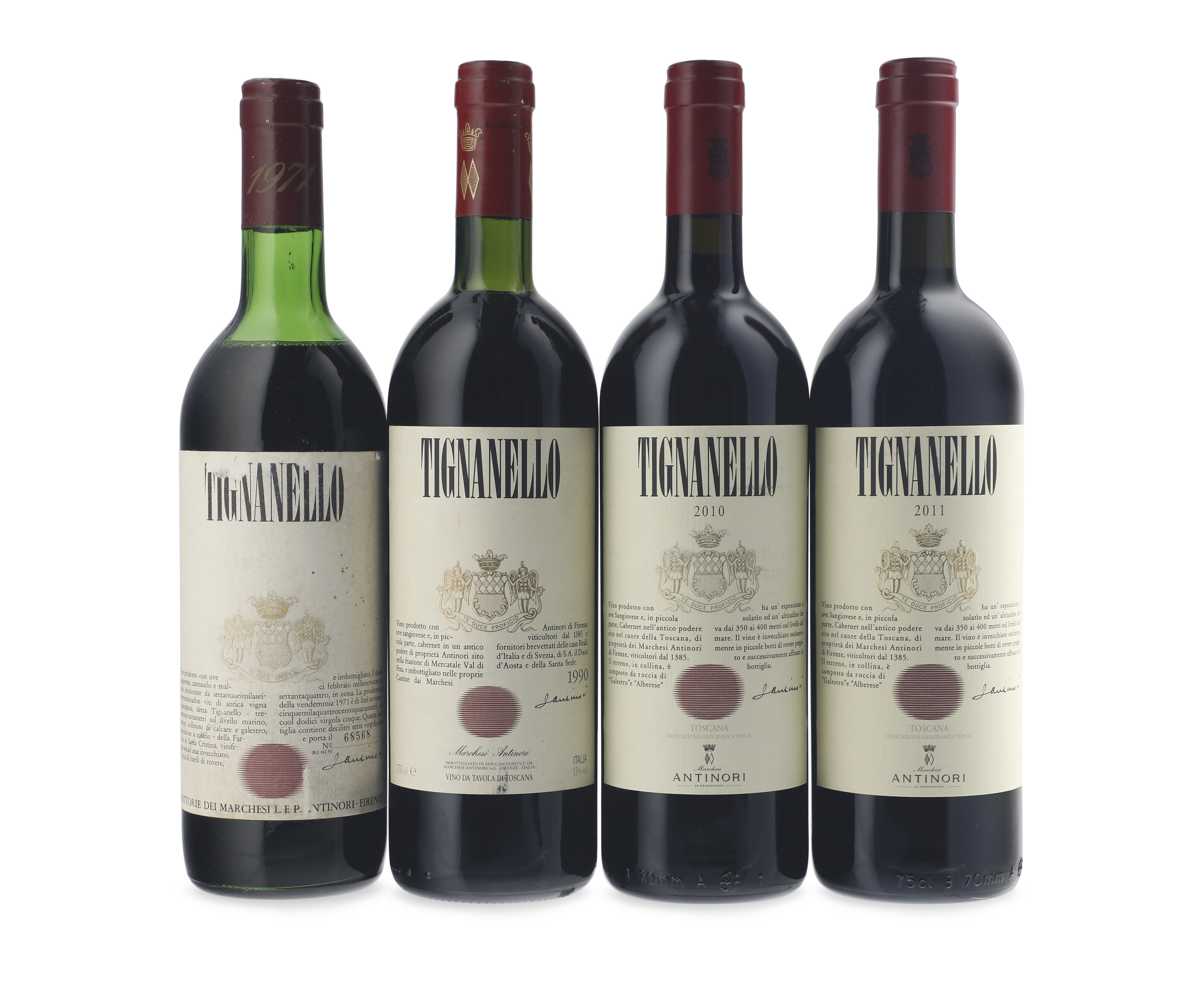Mixed Tignanello, 1971u.ms, faded and slightly damaged label (1) 1990u ...