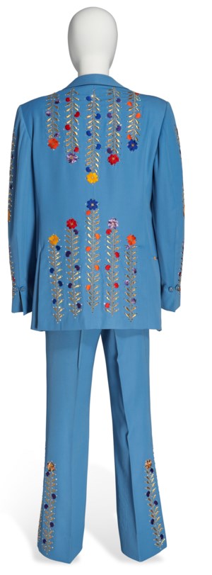 AN EMBROIDERED BLUE WOOL RODEO STYLE SUIT, NUDIE'S, PROBABLY LATE 1970 ...