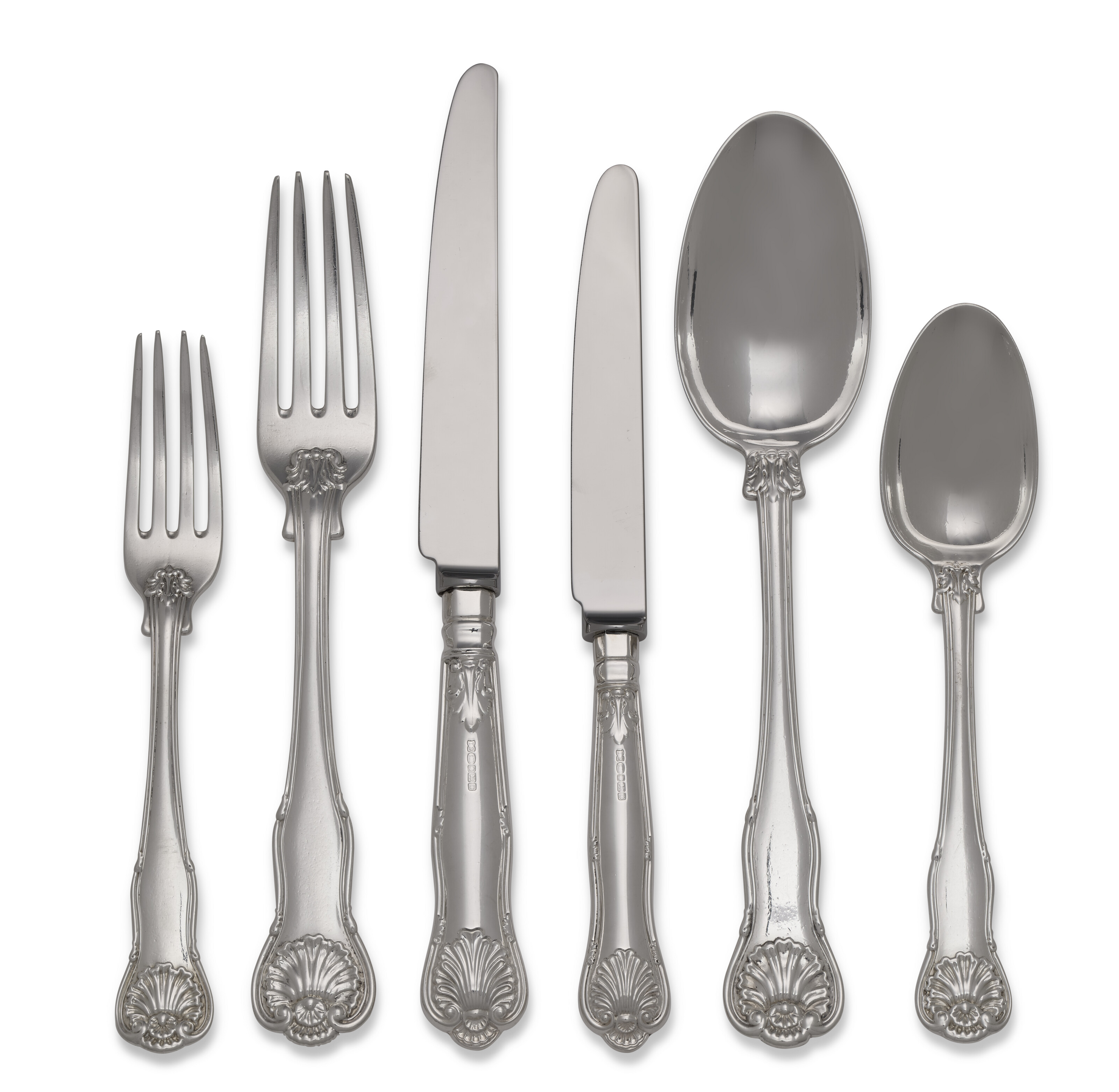 A GEORGE IV SILVER FLATWARE SERVICE, MARK OF PAUL STORR, LONDON, 1820 ...