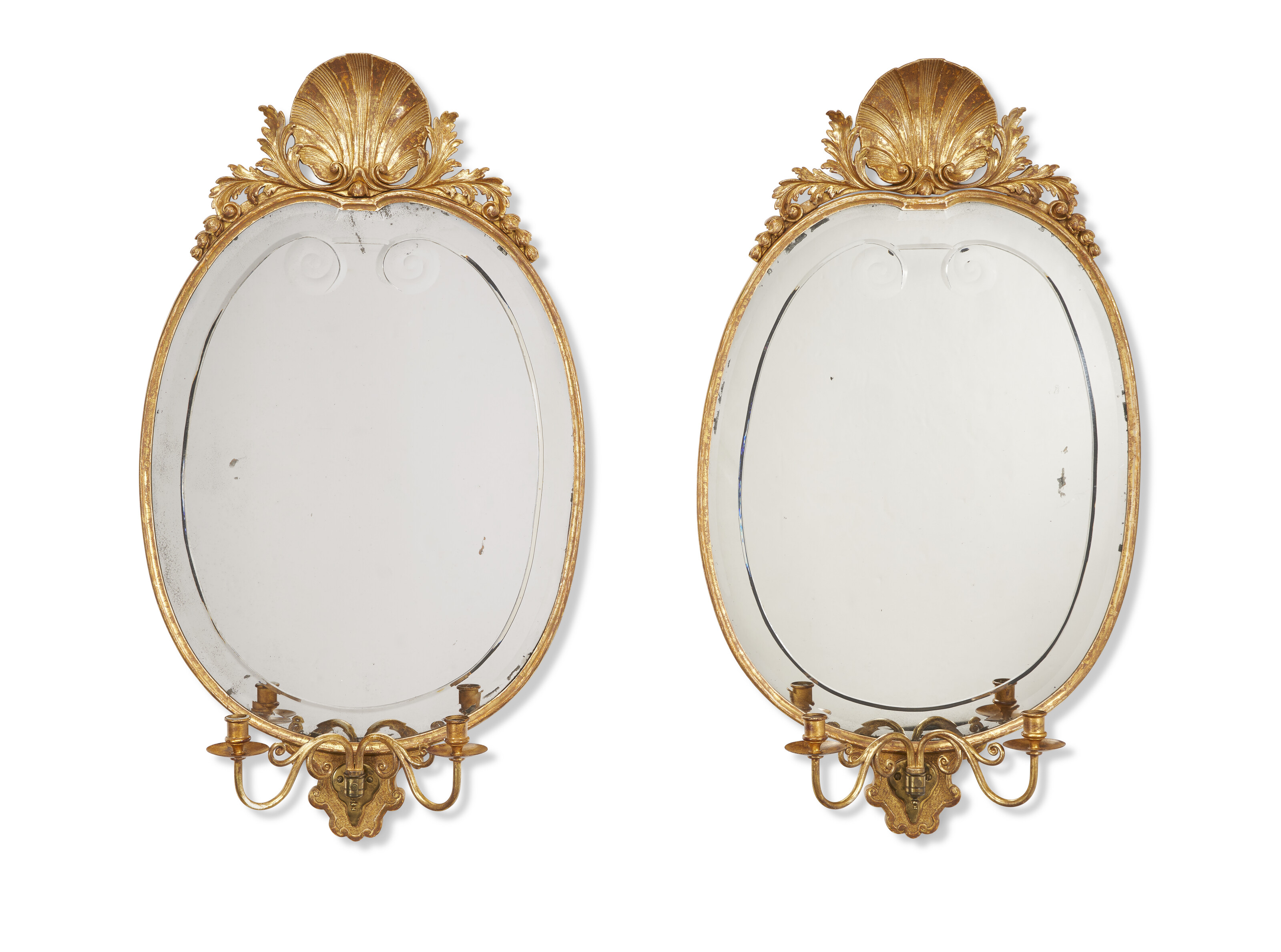A PAIR OF QUEEN ANNE OVAL GIRANDOLE PLATES, CIRCA 1710, IN LATER ...