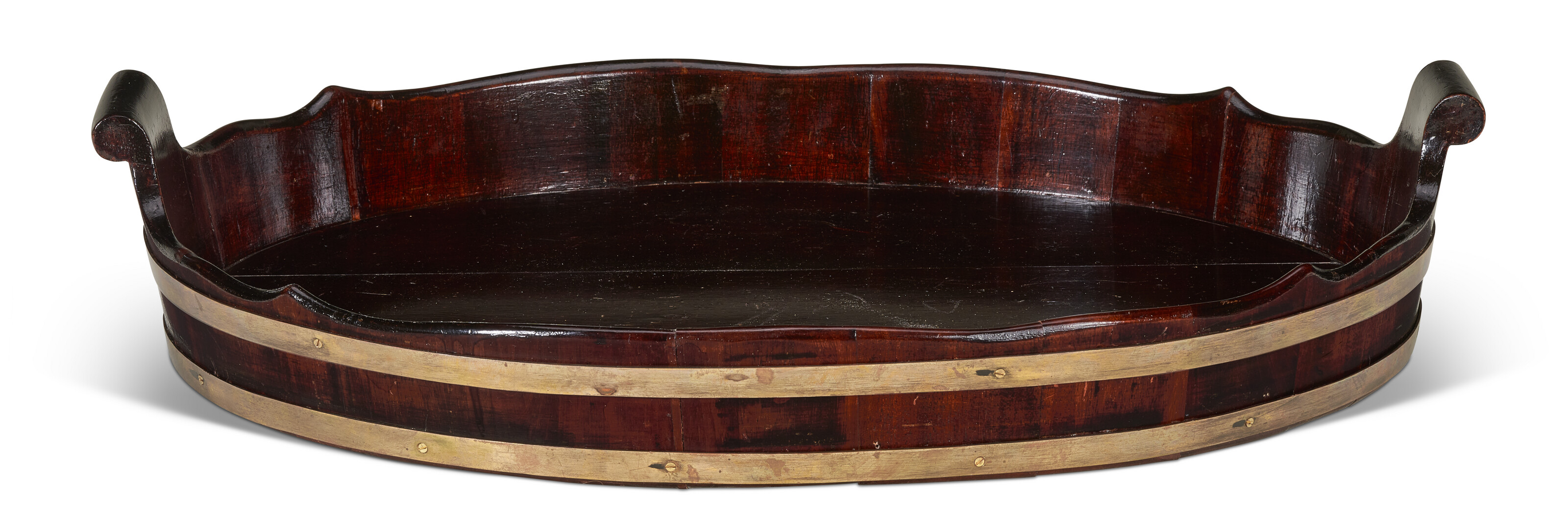 A GEORGE III BRASS-BOUND MAHOGANY BUTLER'S TRAY, LATE 18TH CENTURY ...