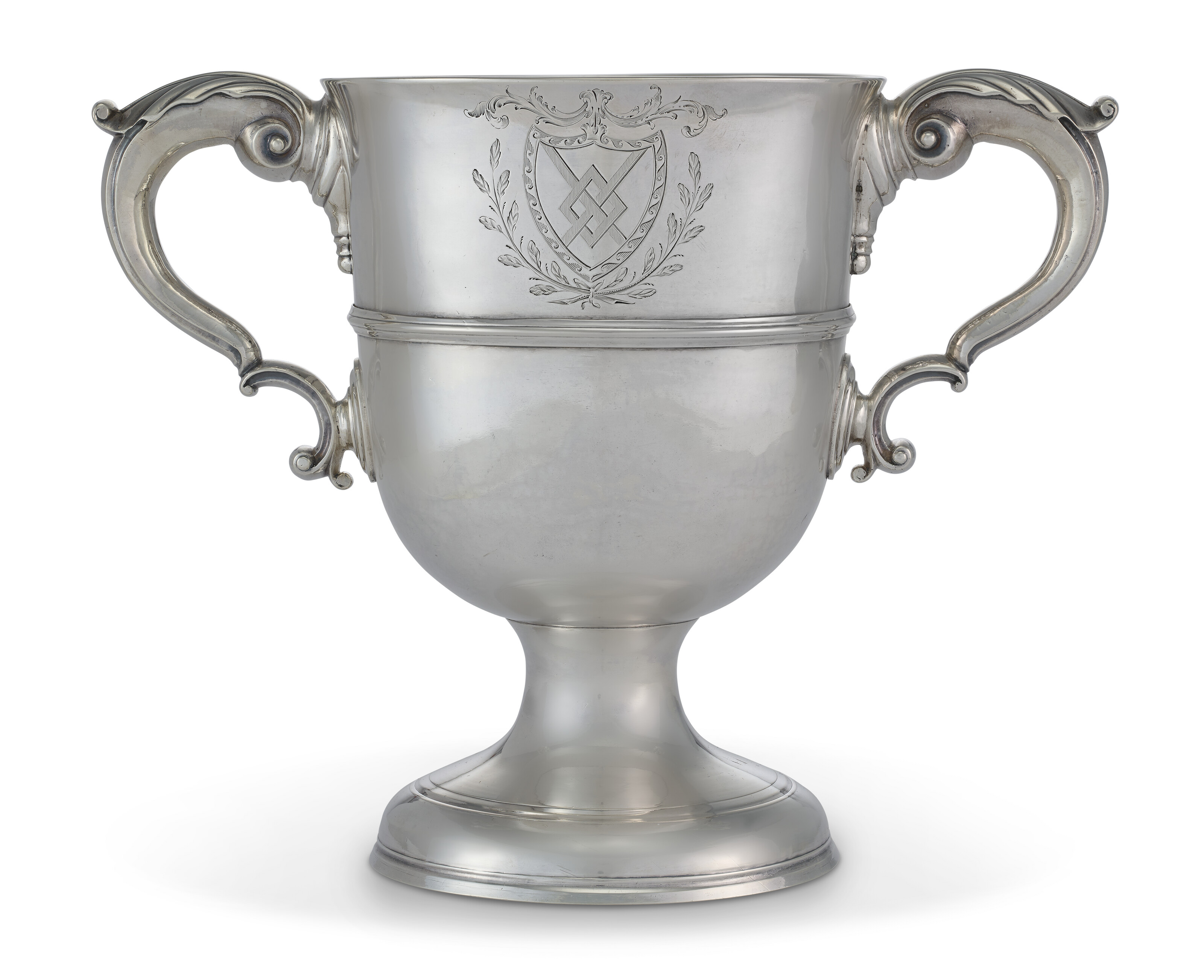 two handled silver cup