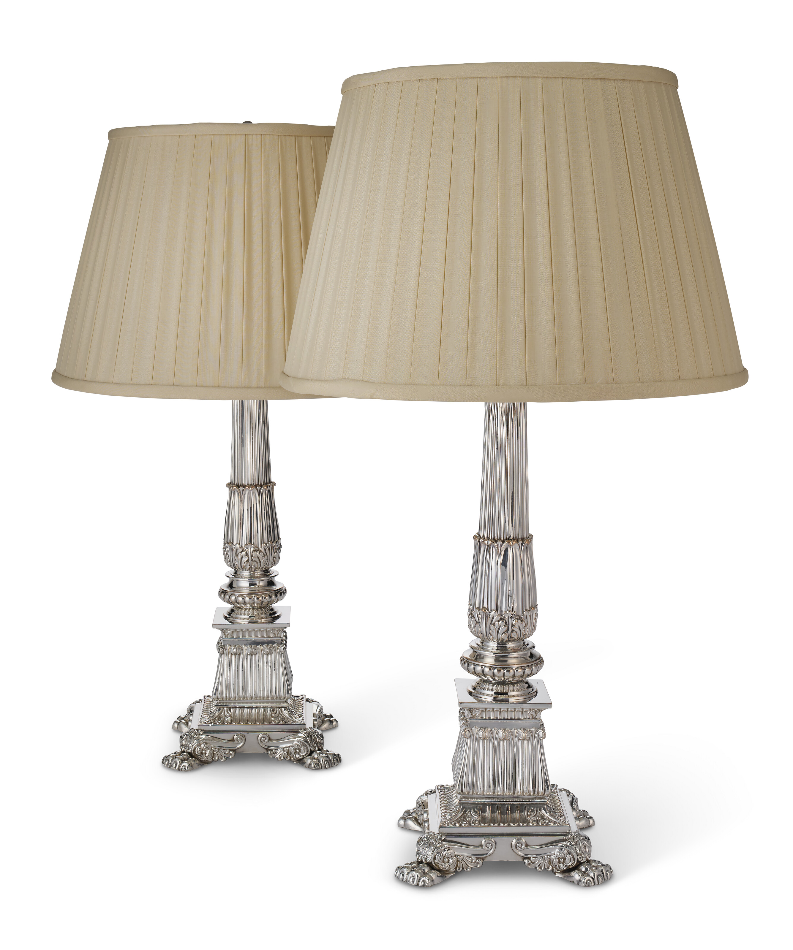 A PAIR OF ENGLISH SHEFFIELD-PLATED TABLE LAMPS, 20TH CENTURY | Christie’s