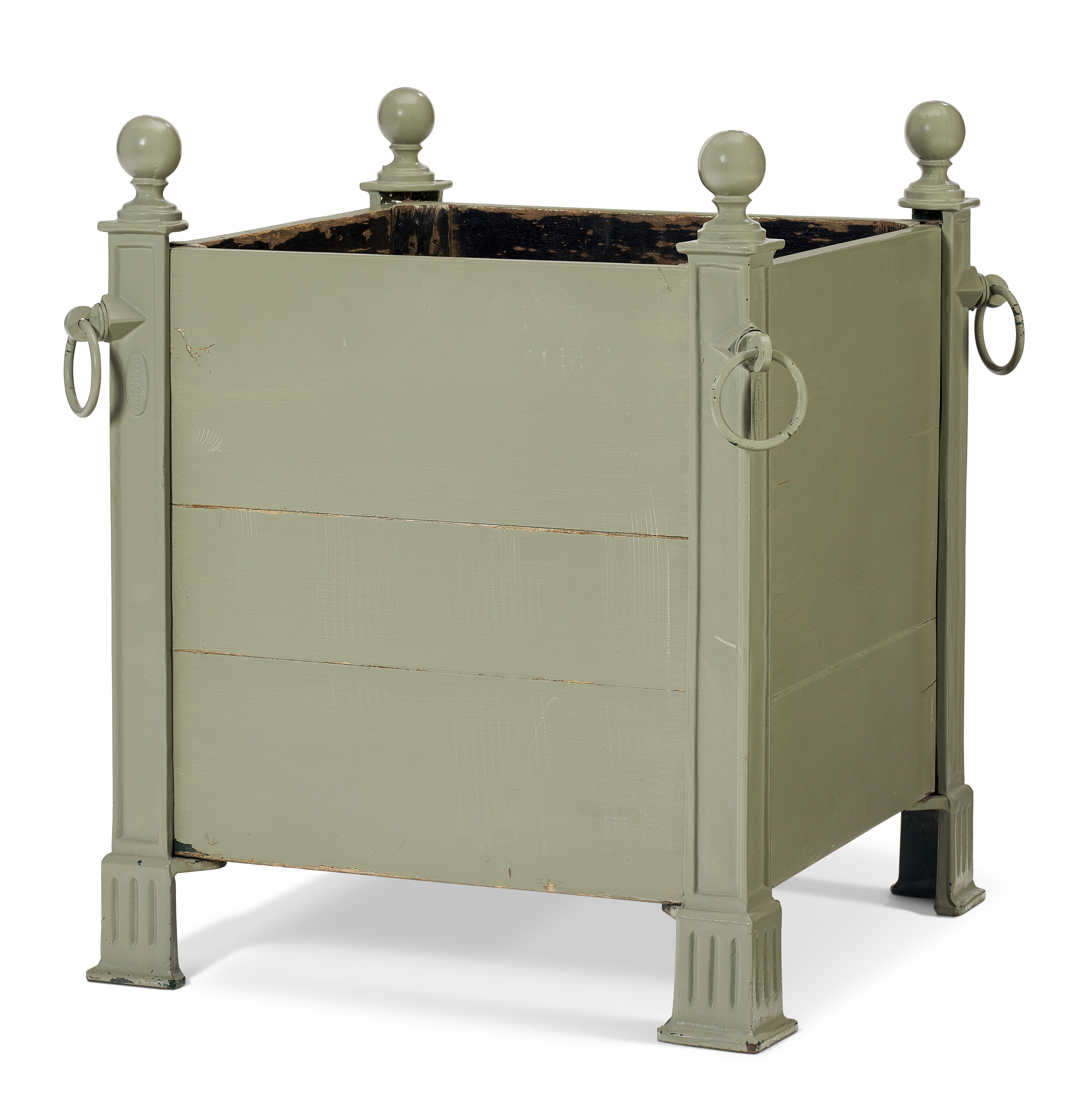 A FRENCH GREEN-PAINTED CASTON IRON AND BEECH JARDINIÈRE, BY C. GAIGNON ...