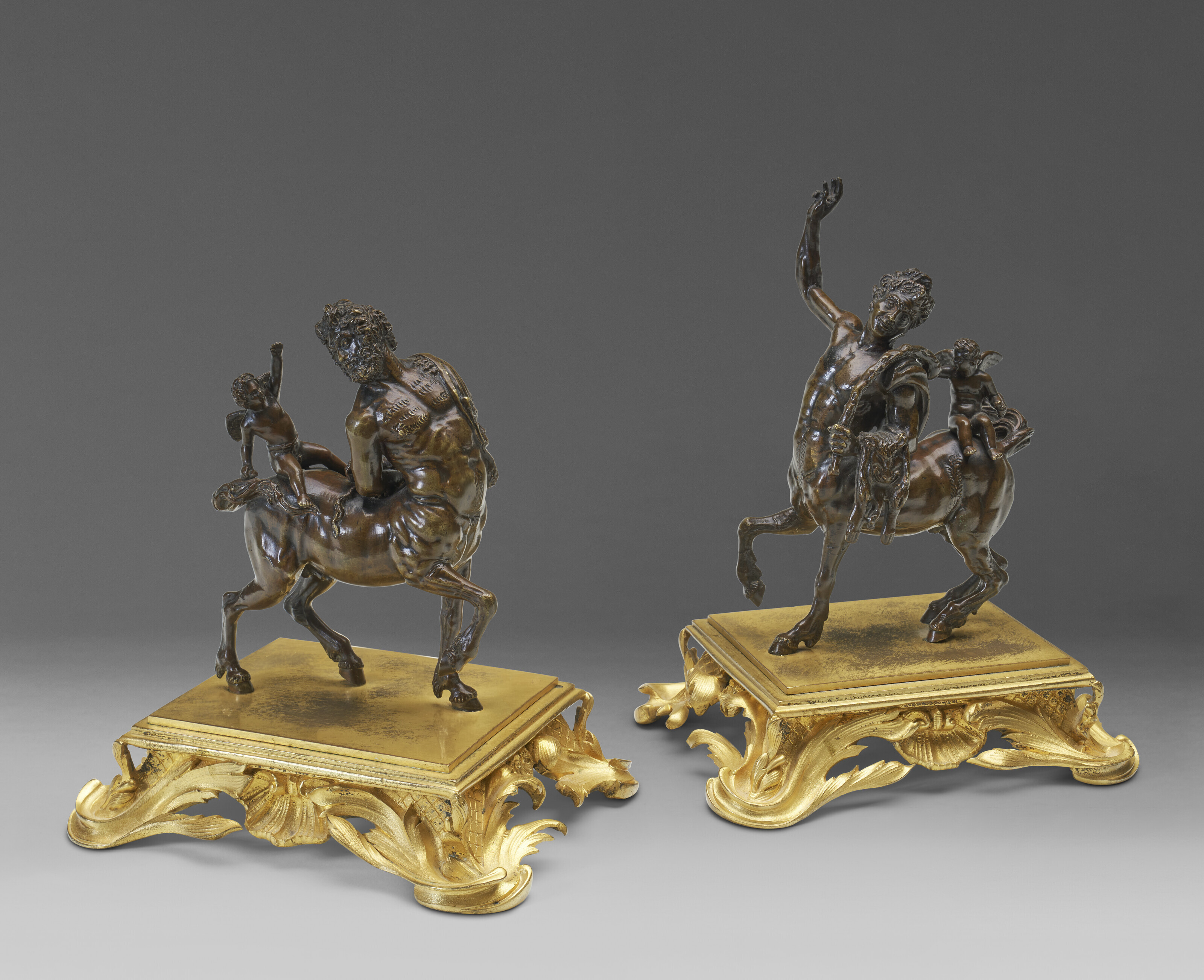 A PAIR OF BRONZE MODELS OF THE FURIETTI CENTAURS, AFTER THE ANTIQUE ...