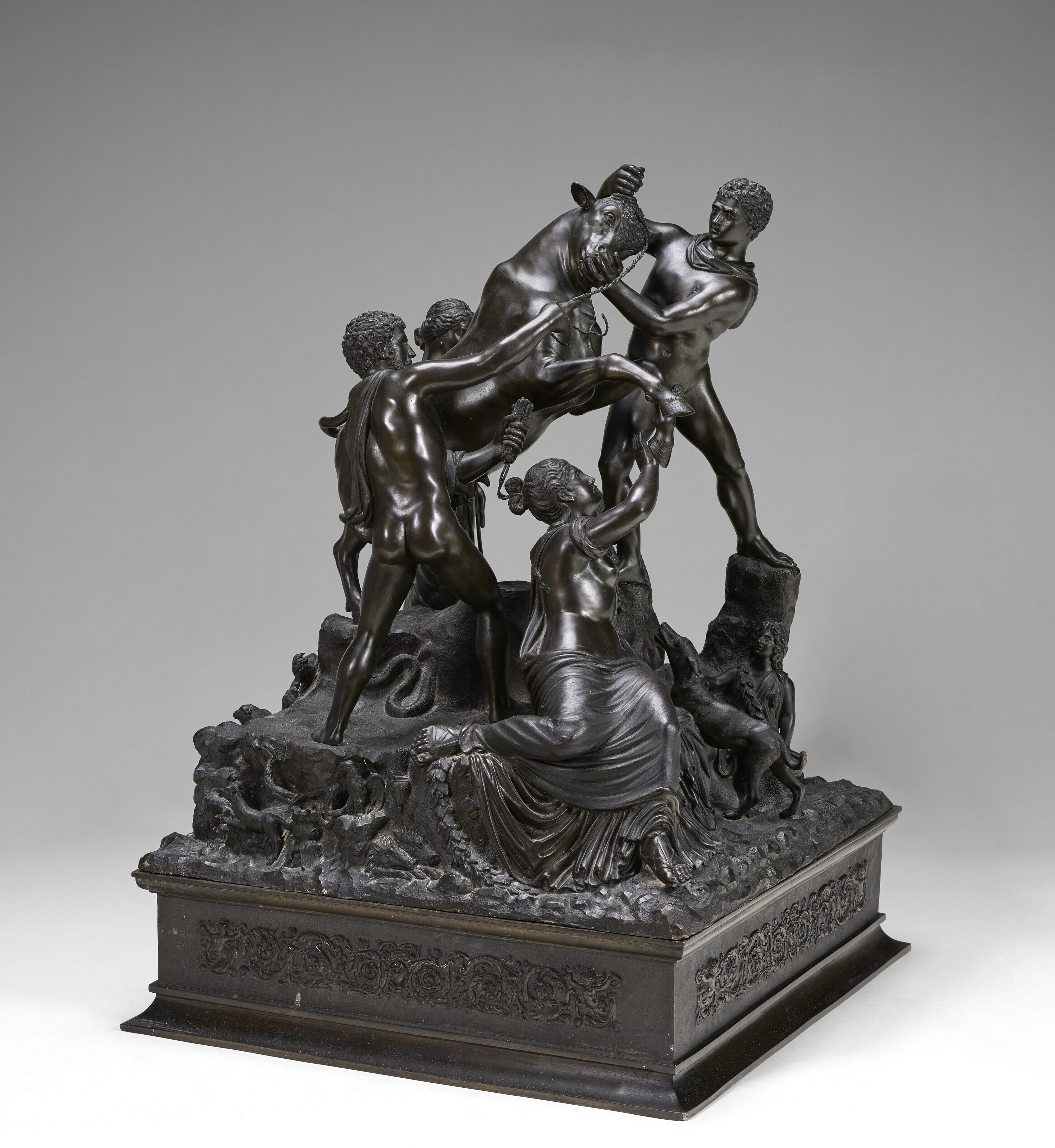 AN ITALIAN BRONZE MODEL OF THE FARNESE BULL, ROME OR NAPLES, EARLY 19TH ...