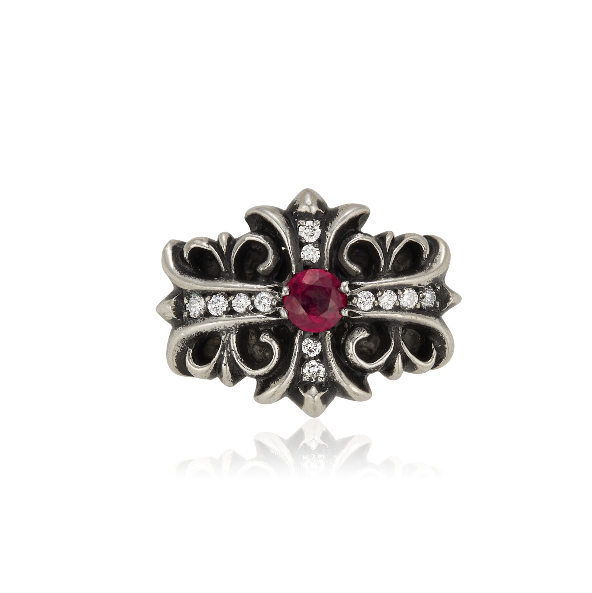 CHROME HEARTS RUBY, DIAMOND AND SILVER BROOCH, | Christie’s