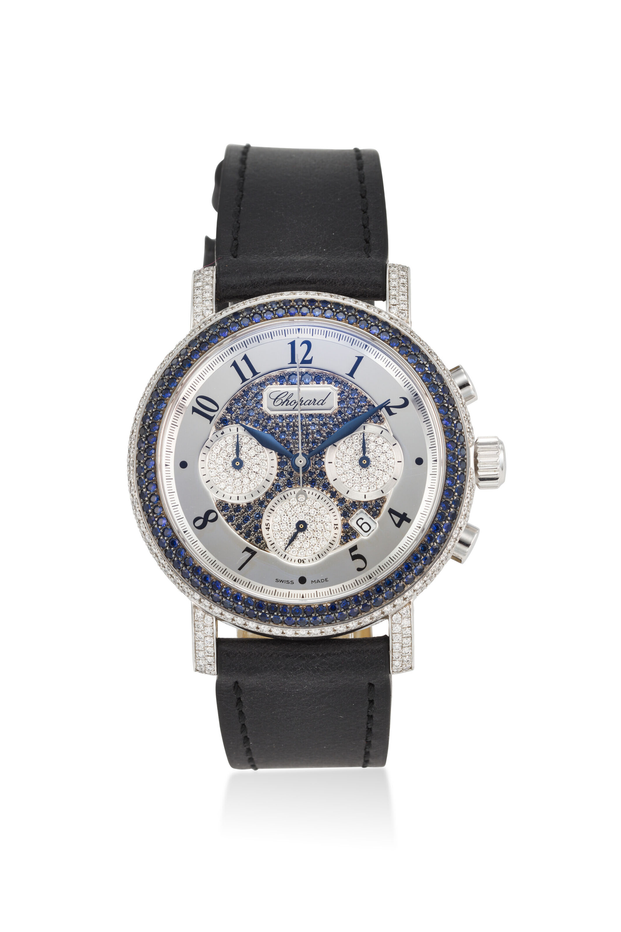 CHOPARD, LIMITED EDITION WHITE GOLD, SAPPHIRE AND DIAMOND-SET 'MILLE ...