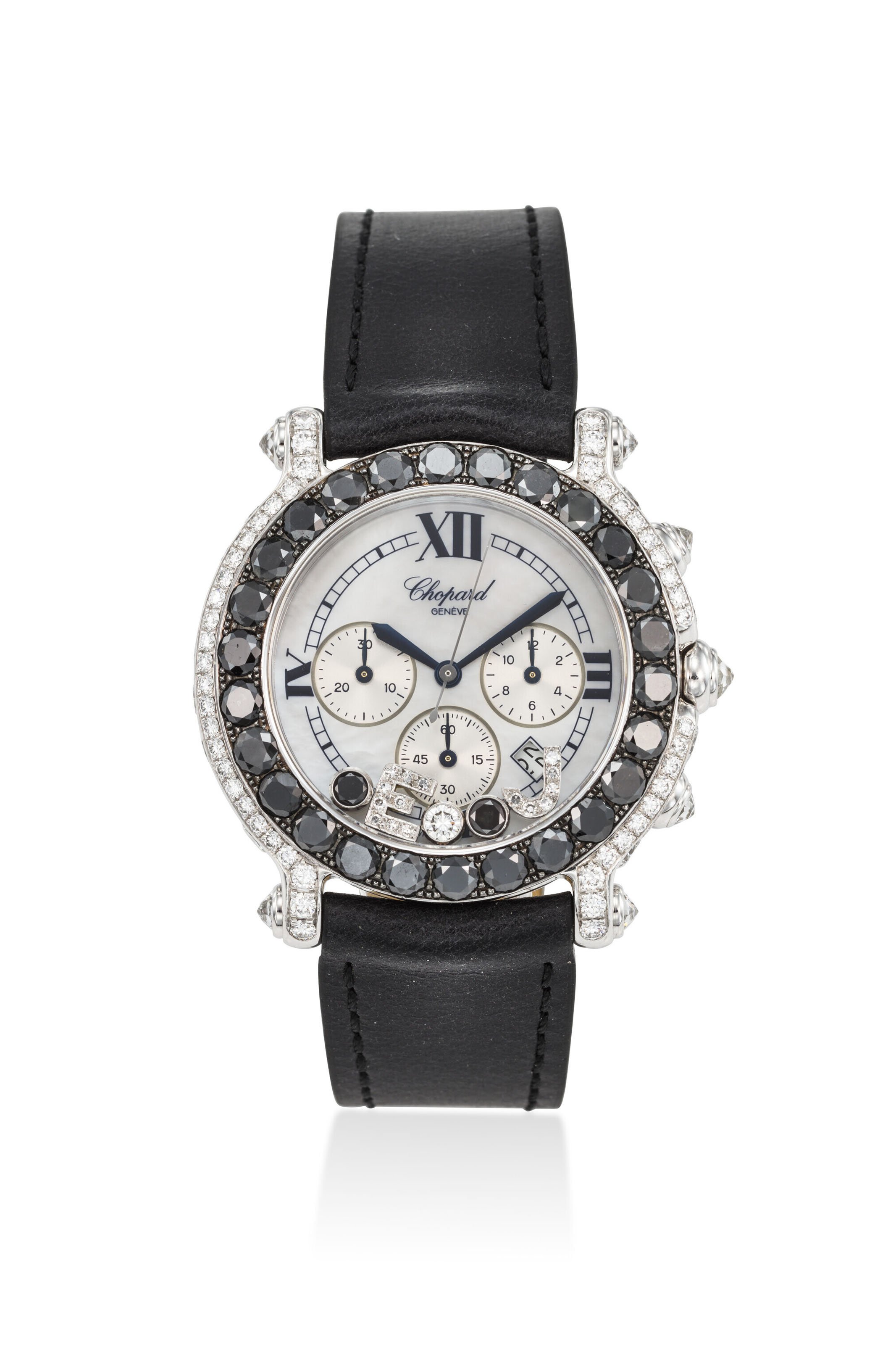 CHOPARD, WHITE GOLD AND DIAMOND-SET 'HAPPY SPORT' CHRONOGRAPH WITH ...