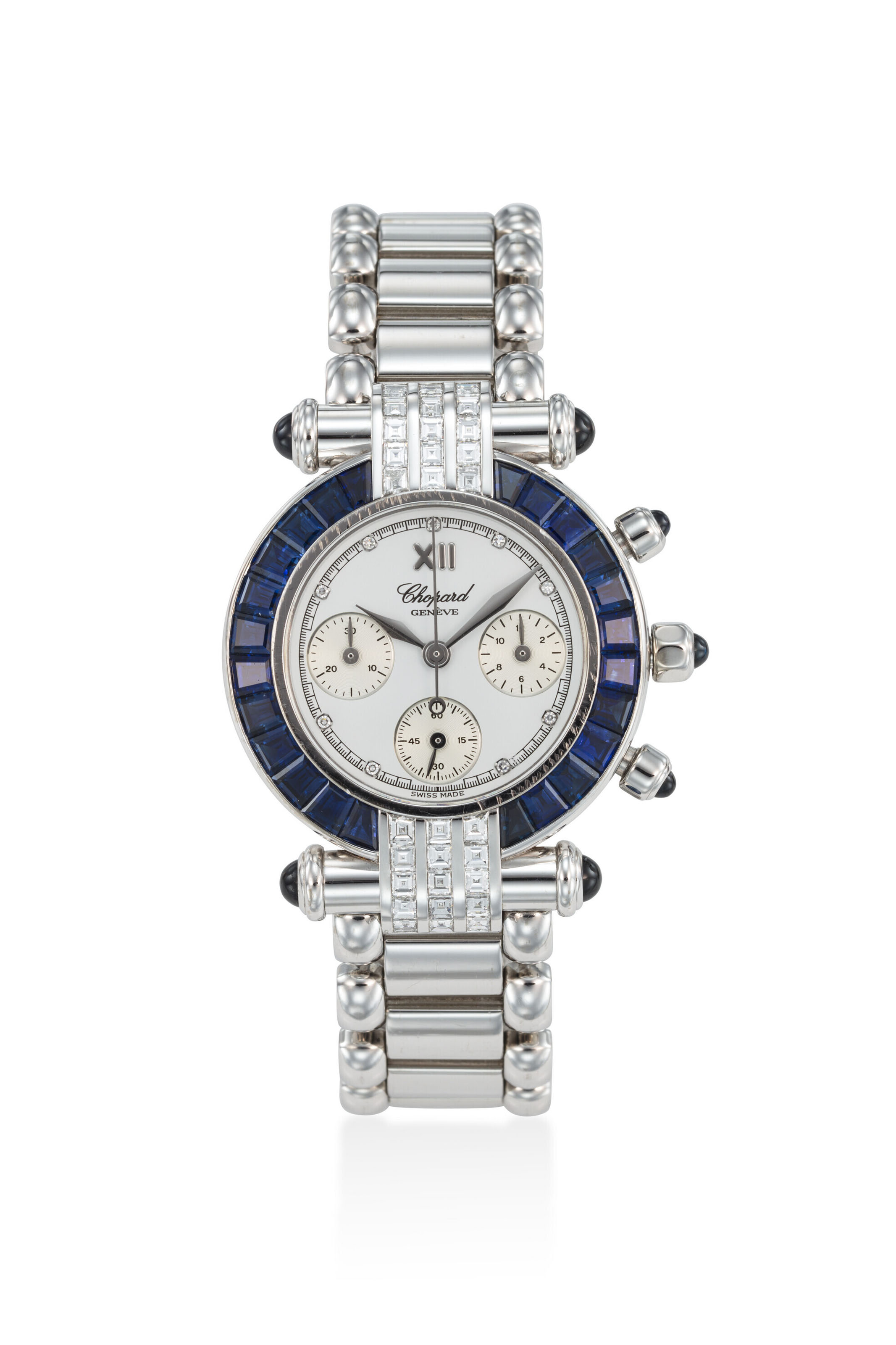 CHOPARD, WHITE GOLD, SAPPHIRE AND DIAMOND-SET 'IMPERIALE' CHRONOGRAPH ...
