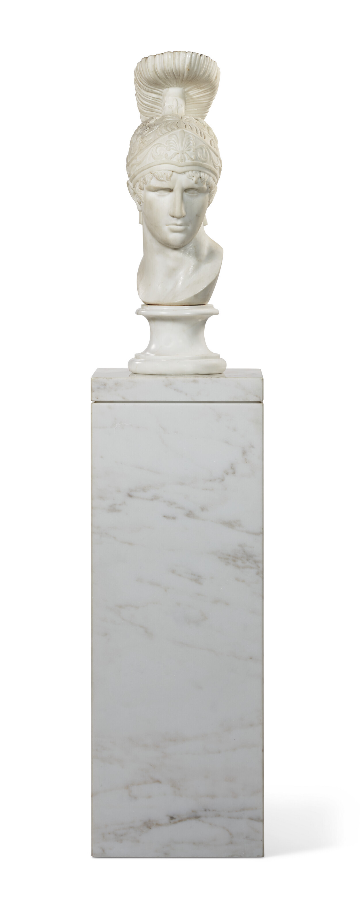 A WHITE MARBLE HEAD OF A CENTURION, PROBABLY ITALIAN, 19TH CENTURY ...