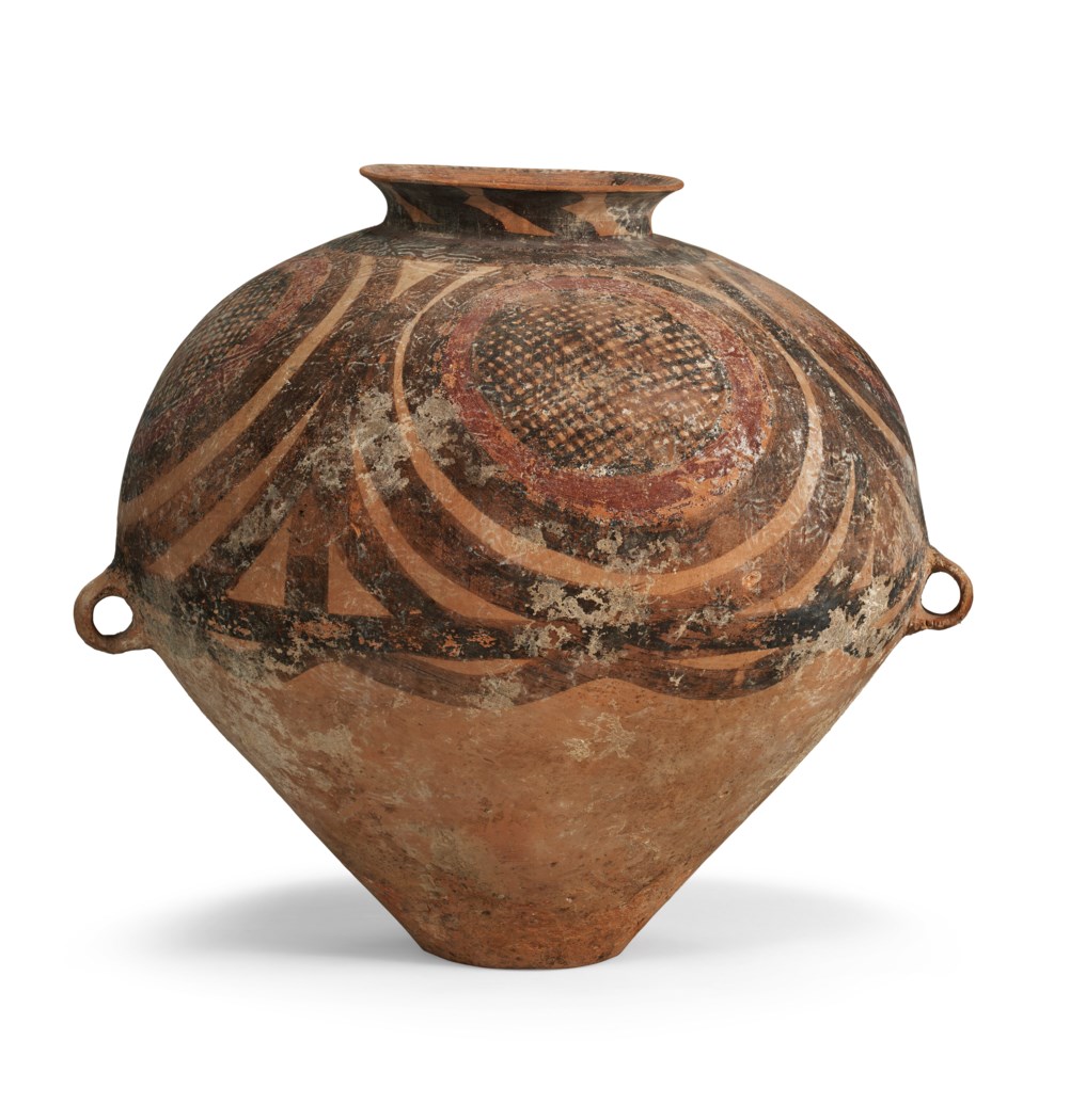 A LARGE PAINTED POTTERY JAR, NEOLITHIC PERIOD, MAJIAYAO CULTURE ...
