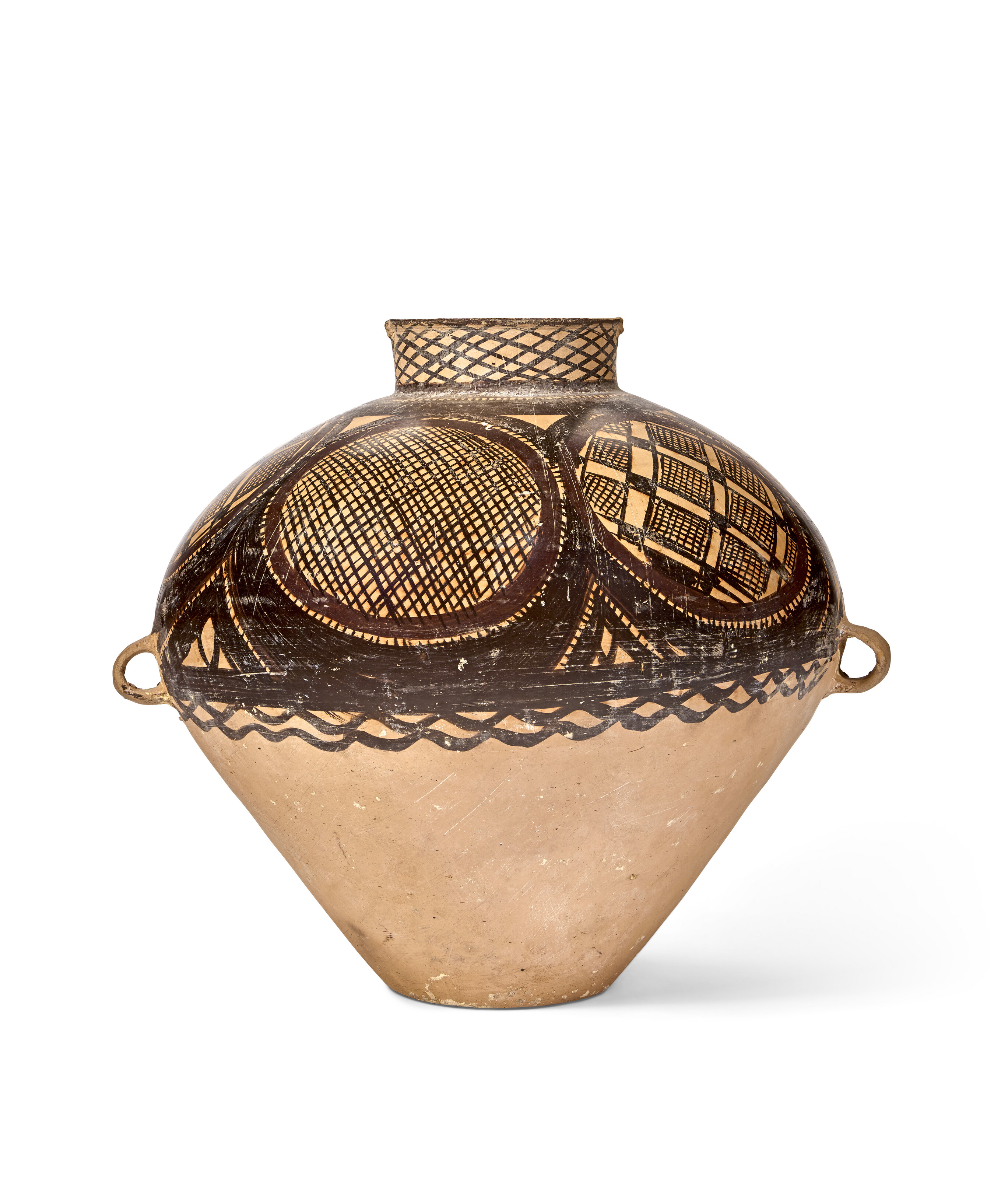A LARGE PAINTED POTTERY JAR, NEOLITHIC PERIOD, MAJIAYAO CULTURE ...