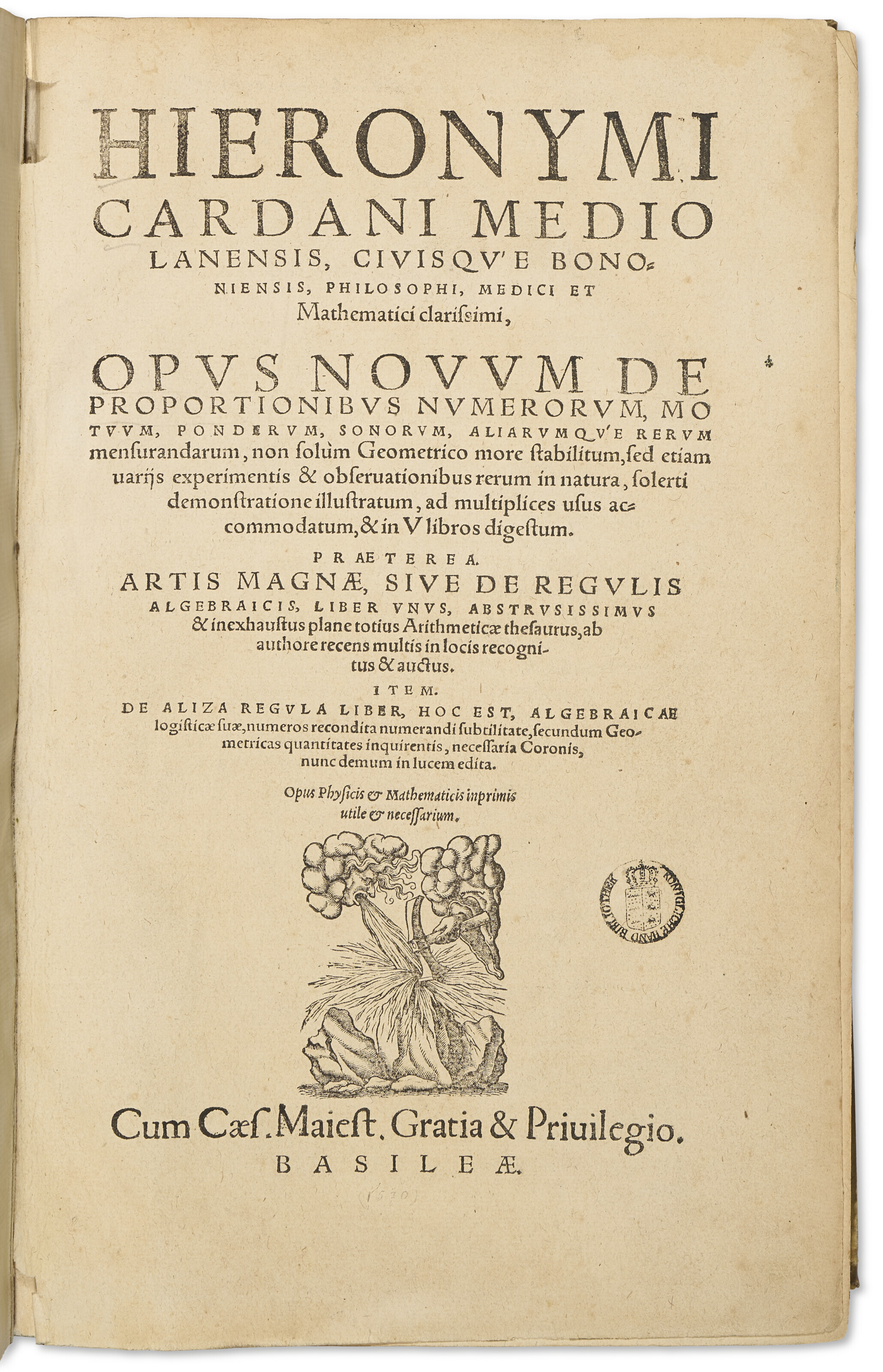 Opus Novum de proportionibus numerorum, Girolamo Cardano, 1570 | Christie’s