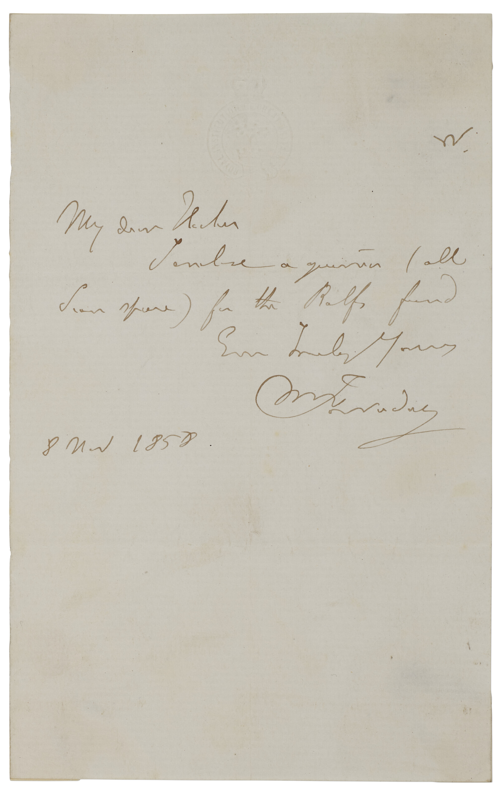 Pair of scientist letters signed, Michael Faraday and Robert Bunsen ...
