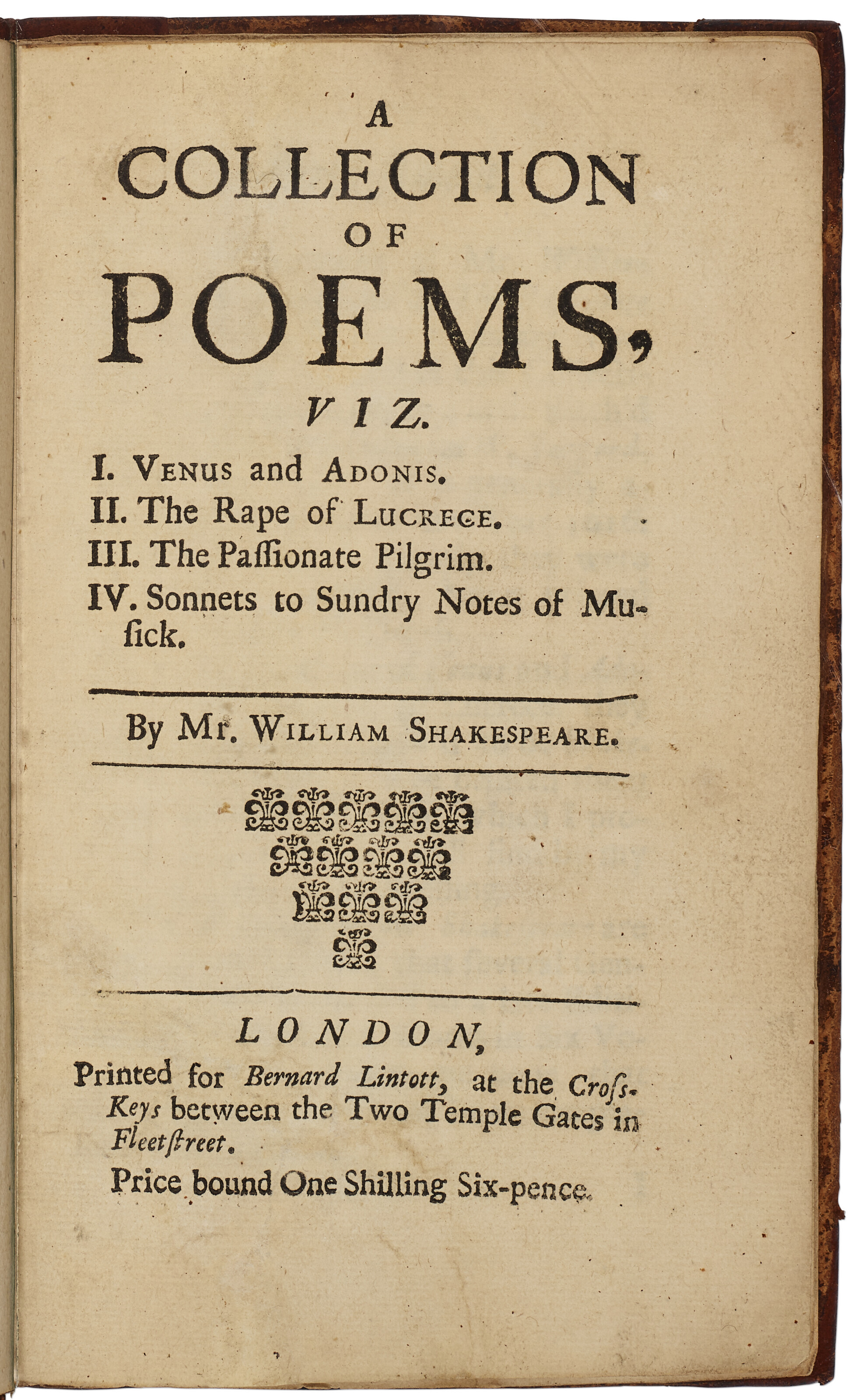 A Collection of Poems, William Shakespeare, 1709 | Christie’s