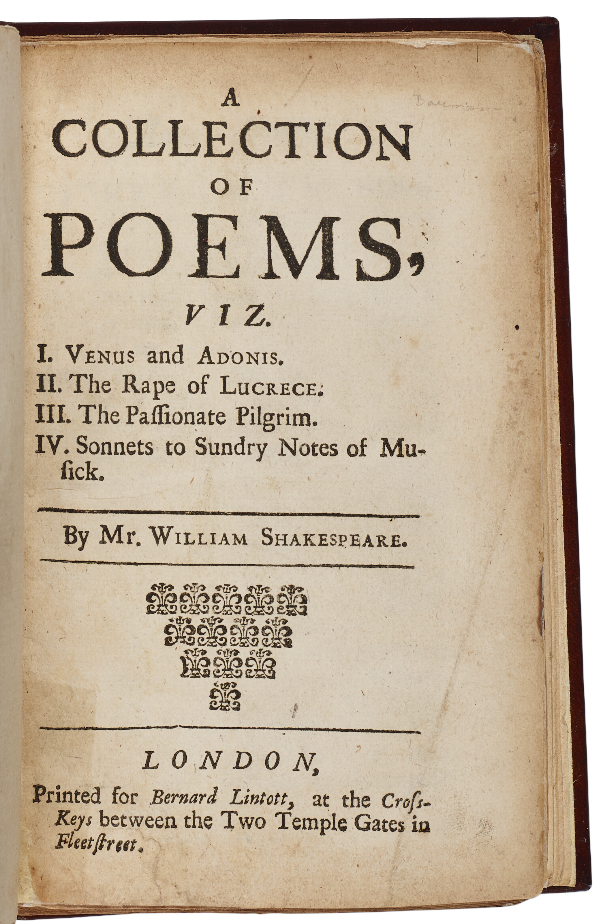 A Collection of Poems, William Shakespeare, 1709-1711 | Christie’s