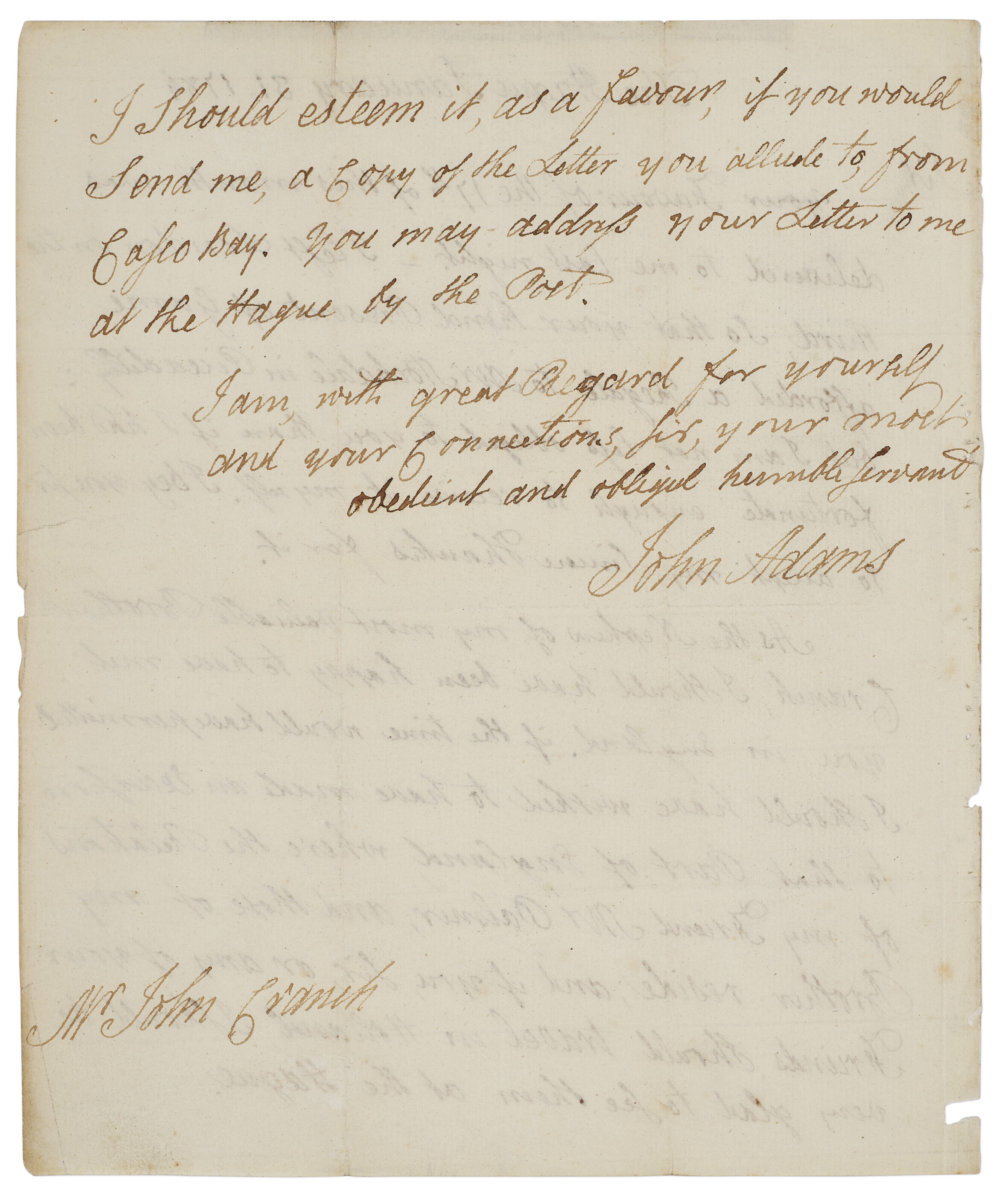 On his short trip to England, John Adams, 31 January 1784 | Christie’s