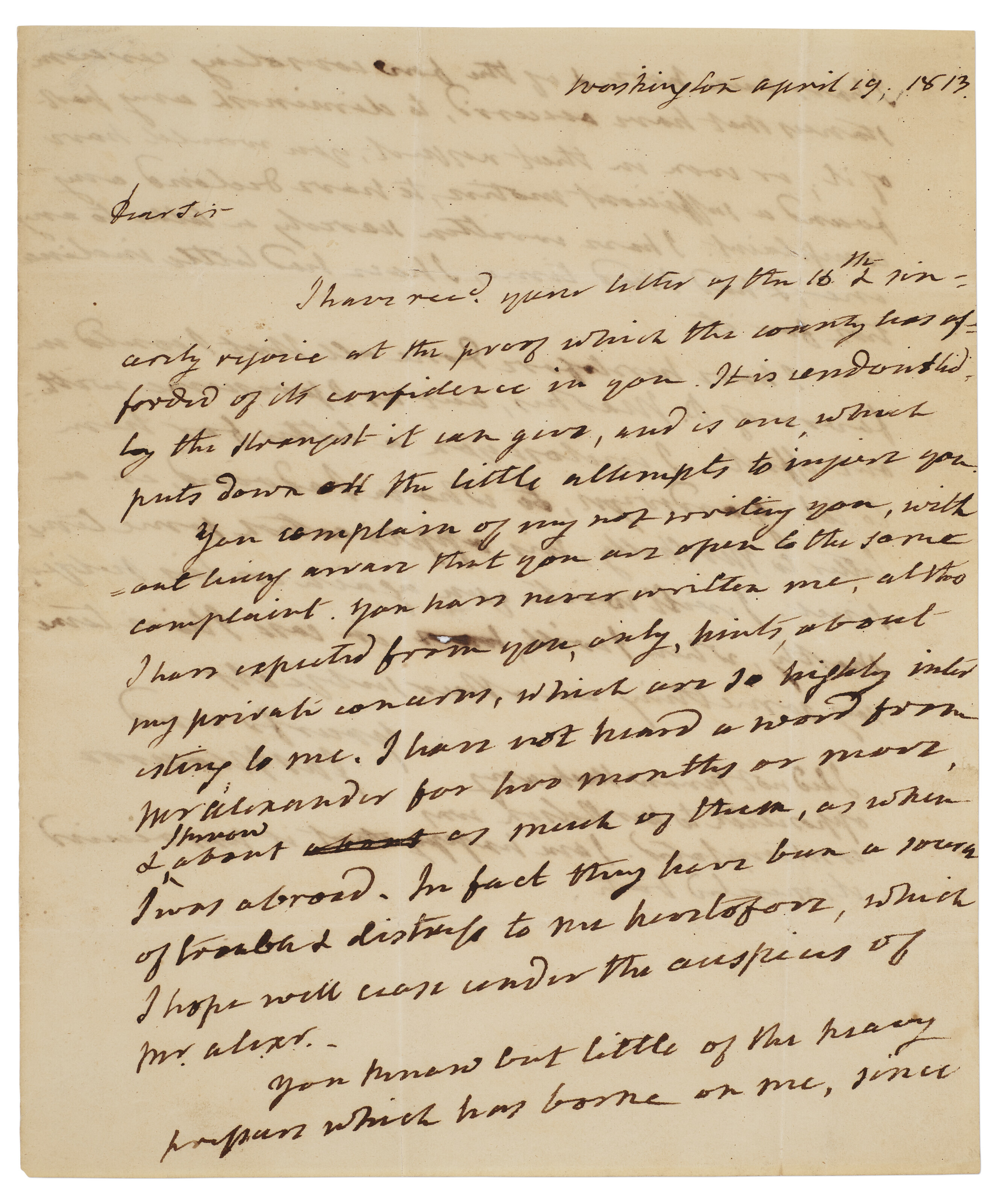 On the pressures of the War of 1812, James Monroe, 19 April 1813 ...