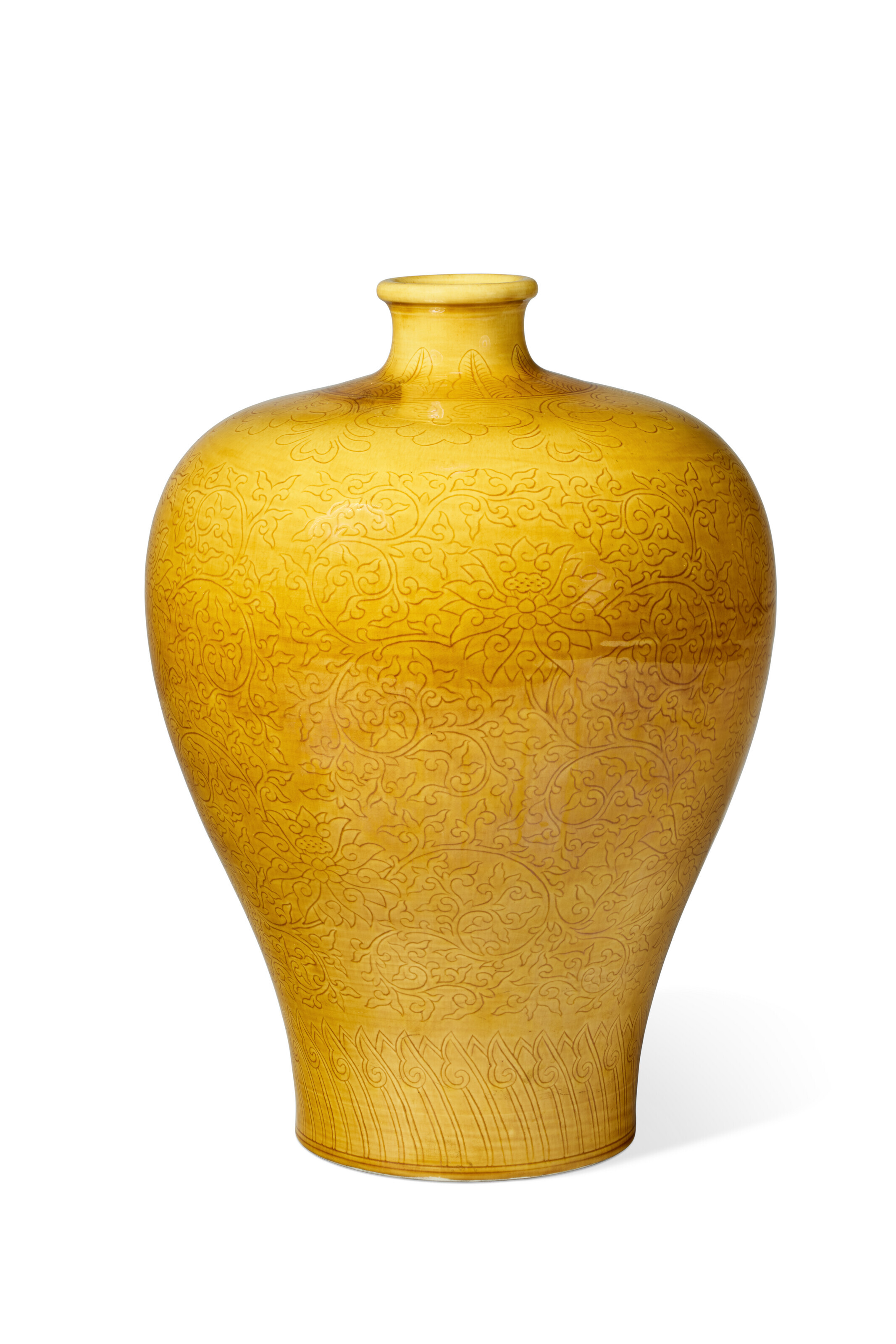 AN INCISED YELLOW-GLAZED VASE, MEIPING, CHINA | Christie’s