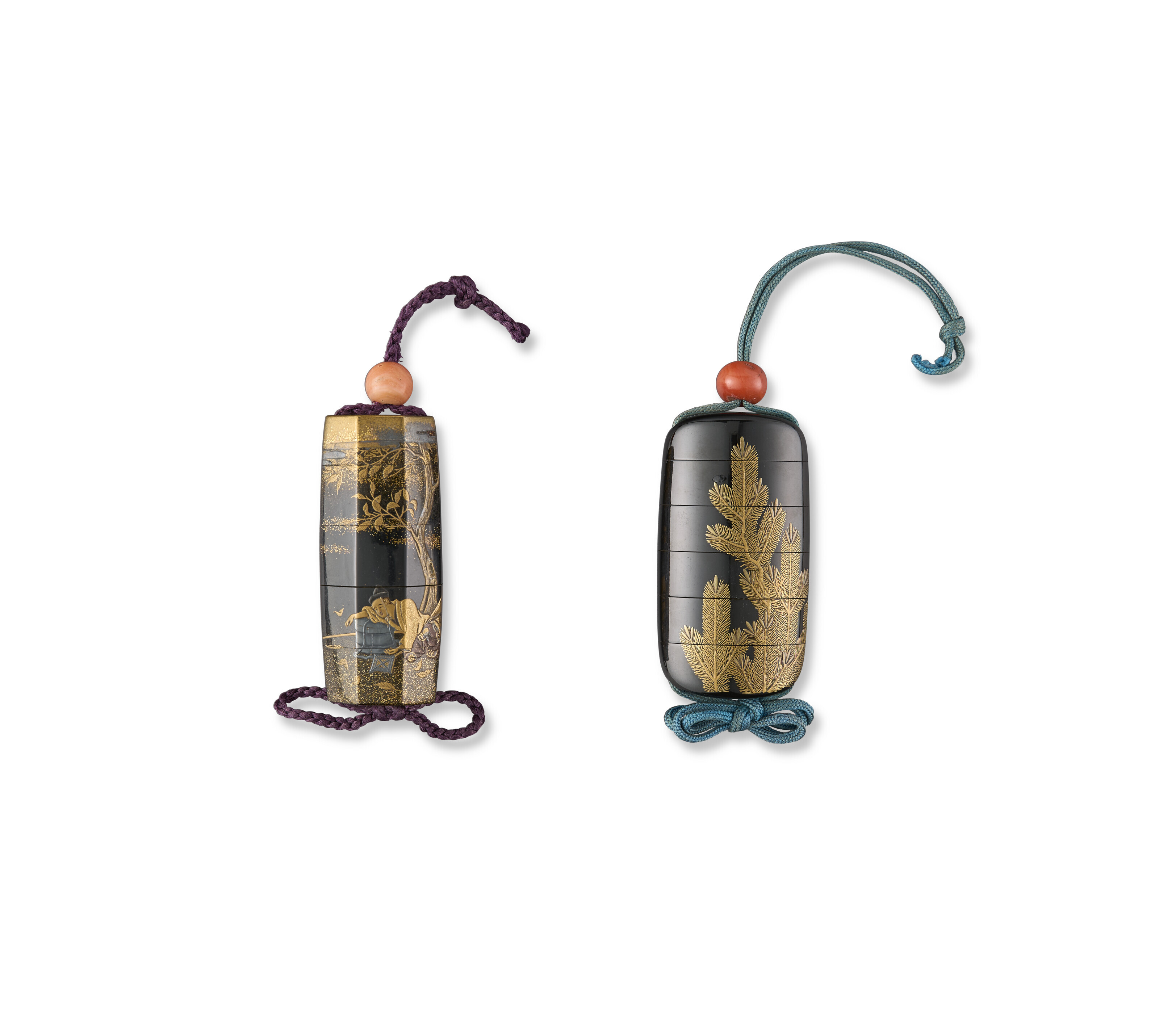 TWO LACQUER INRO, EDO PERIOD (18TH-19TH CENTURY), ONE SIGNED TOYO SAKU ...