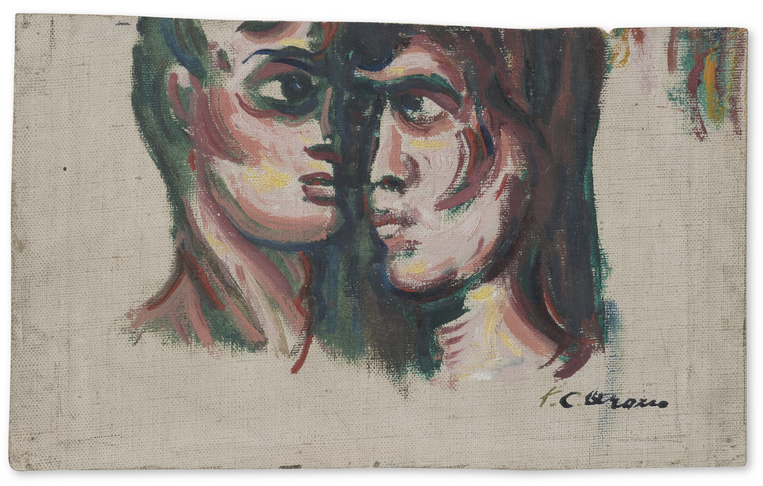 JOSÉ CLEMENTE OROZCO (1883-1949), Two Heads (study for Prometheus Mural ...