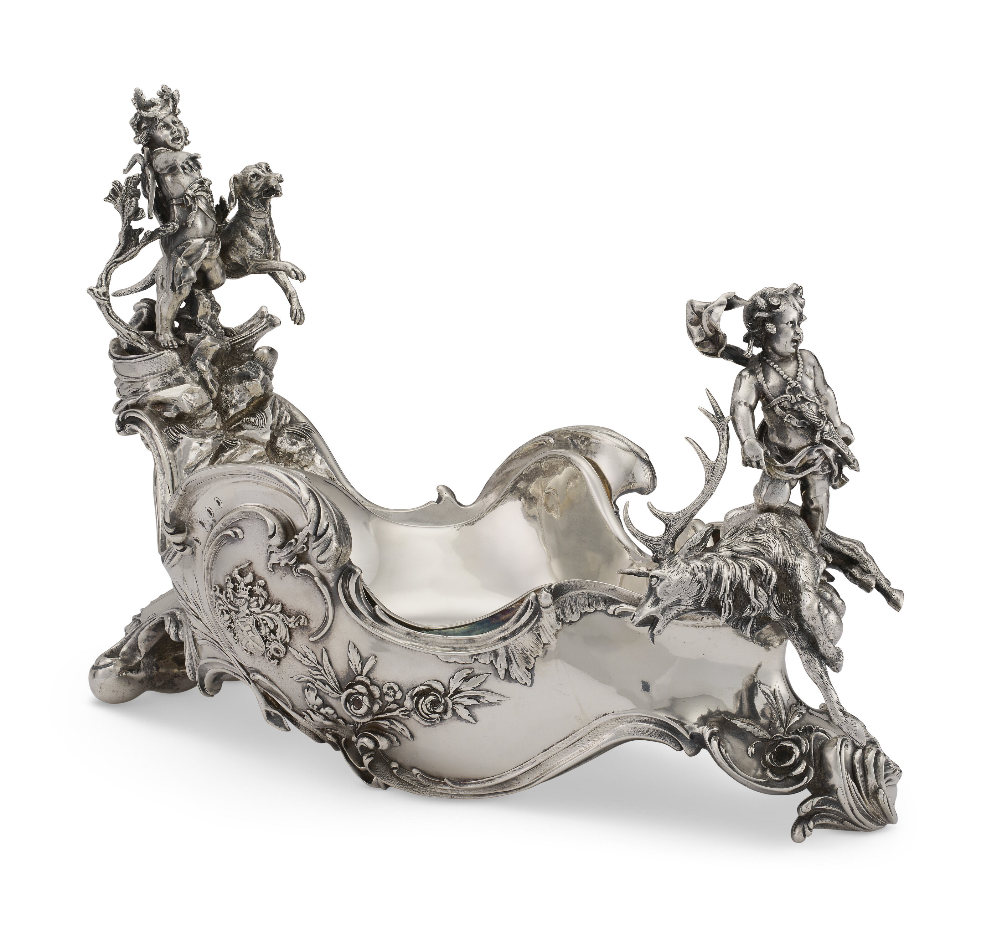 A LARGE AUSTRIAN SILVER CENTERPIECE BOWL, MARK OF J.C. KLINKOSCH ...