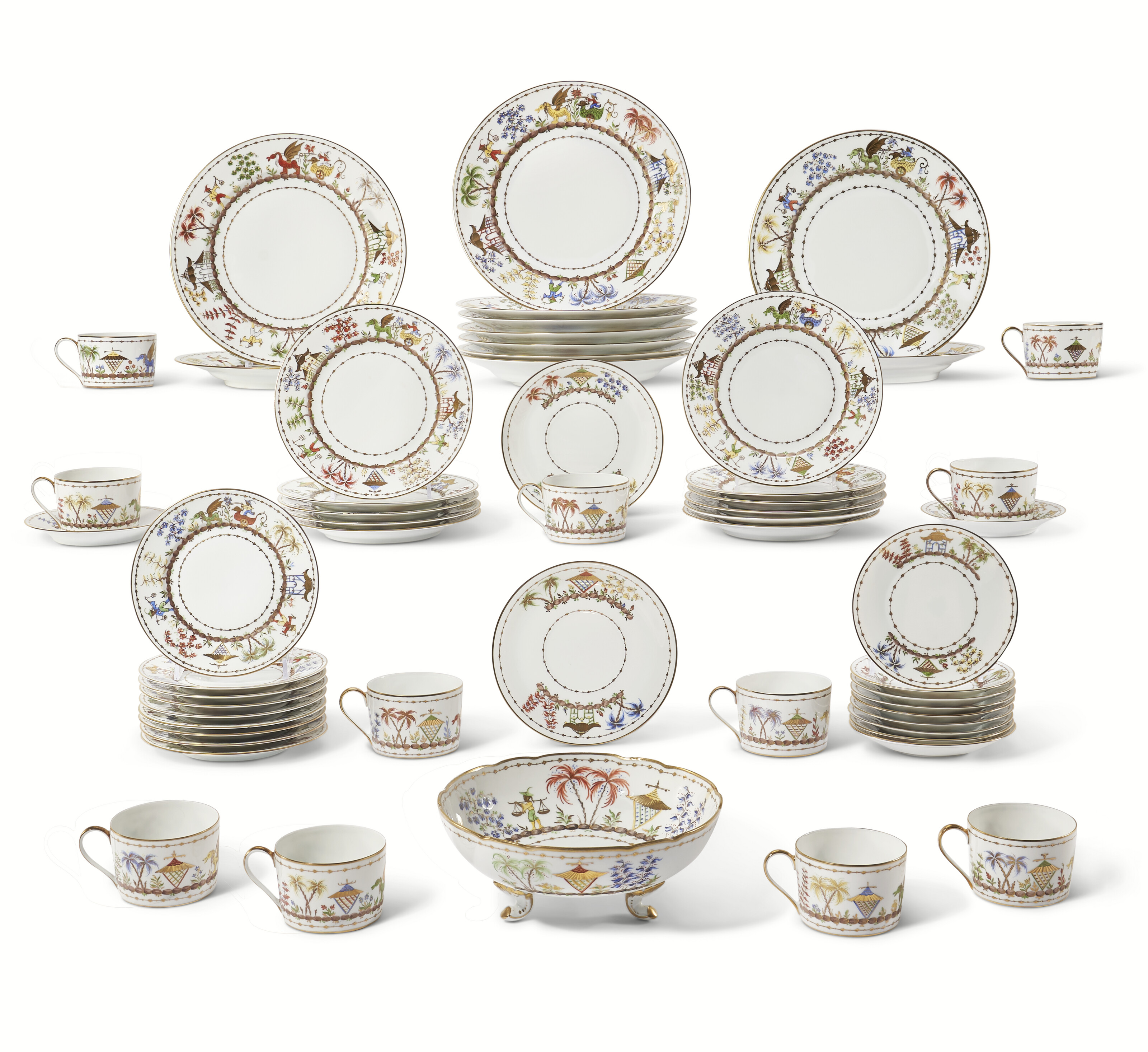 AN ASSEMBLED FRENCH (LE TALLEC) PORCELAIN PART DINNER SERVICE, 20TH ...