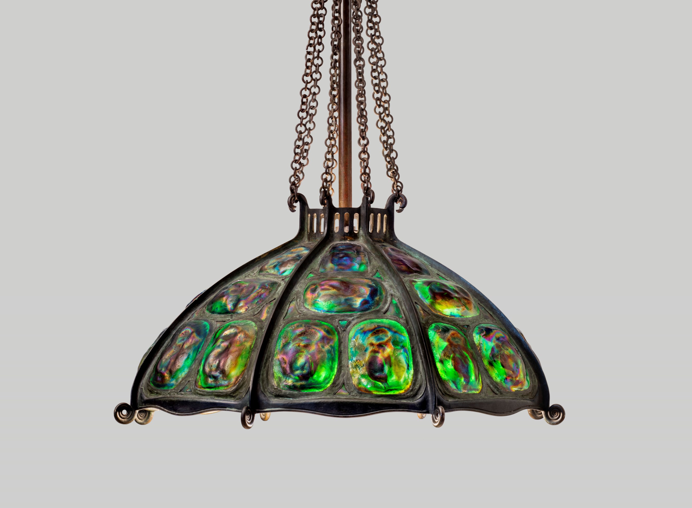 TIFFANY STUDIOS, 'Turtle-Back Tile' Chandelier, circa 1900 | Christie's