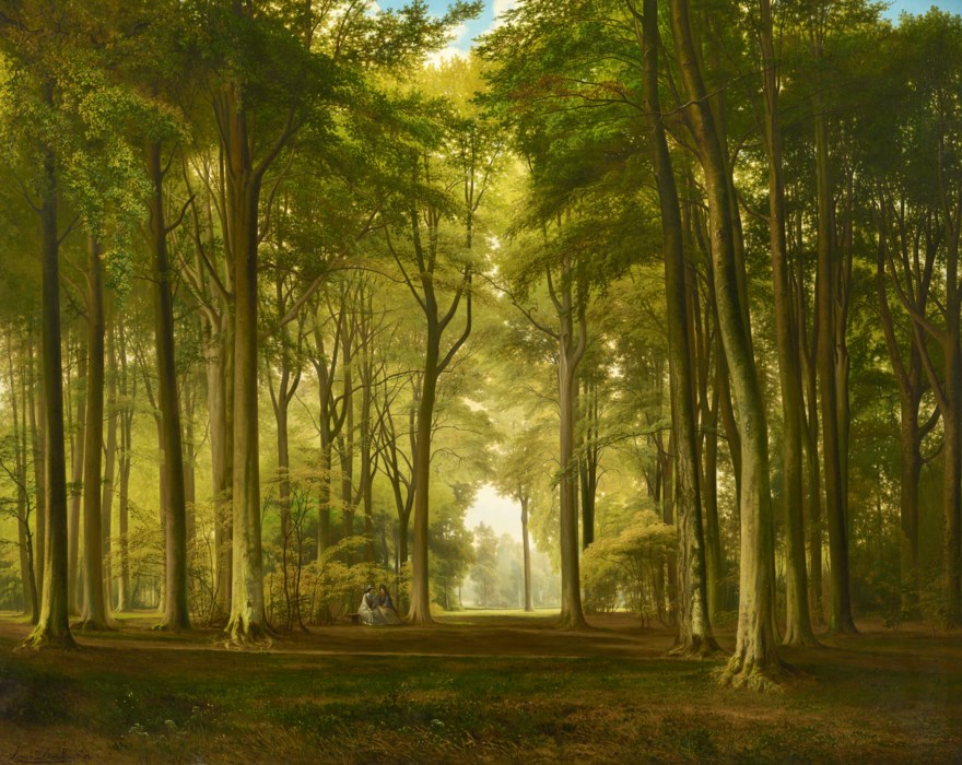 LOUIS DERICKX (ANTWERP, 1835-1895), Deux femmes dans une clairère ...