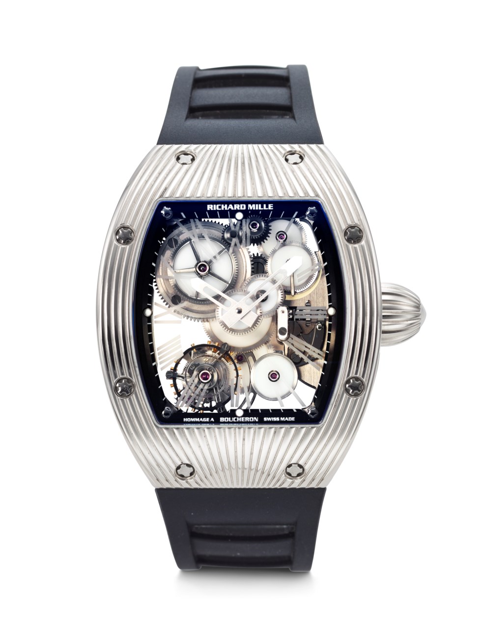 RICHARD MILLE. AN IMPRESSIVE AND UNIQUE 18K WHITE GOLD SKELETONIZED ...