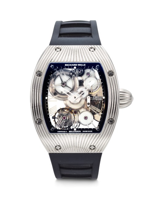 RICHARD MILLE. AN IMPRESSIVE AND UNIQUE 18K WHITE GOLD SKELETONIZED ...