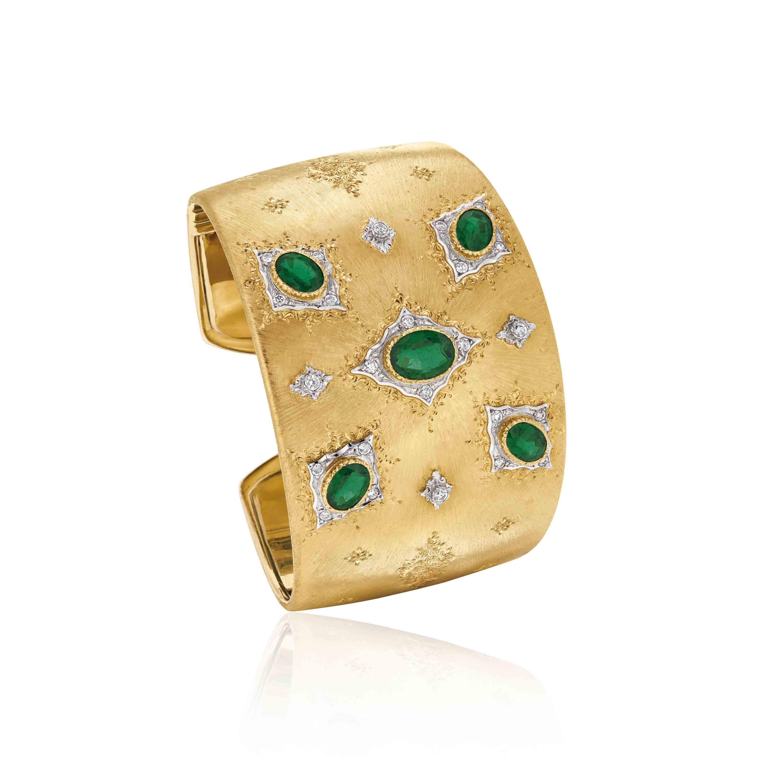 BUCCELLATI EMERALD AND DIAMOND CUFF BRACELET, | Christie’s