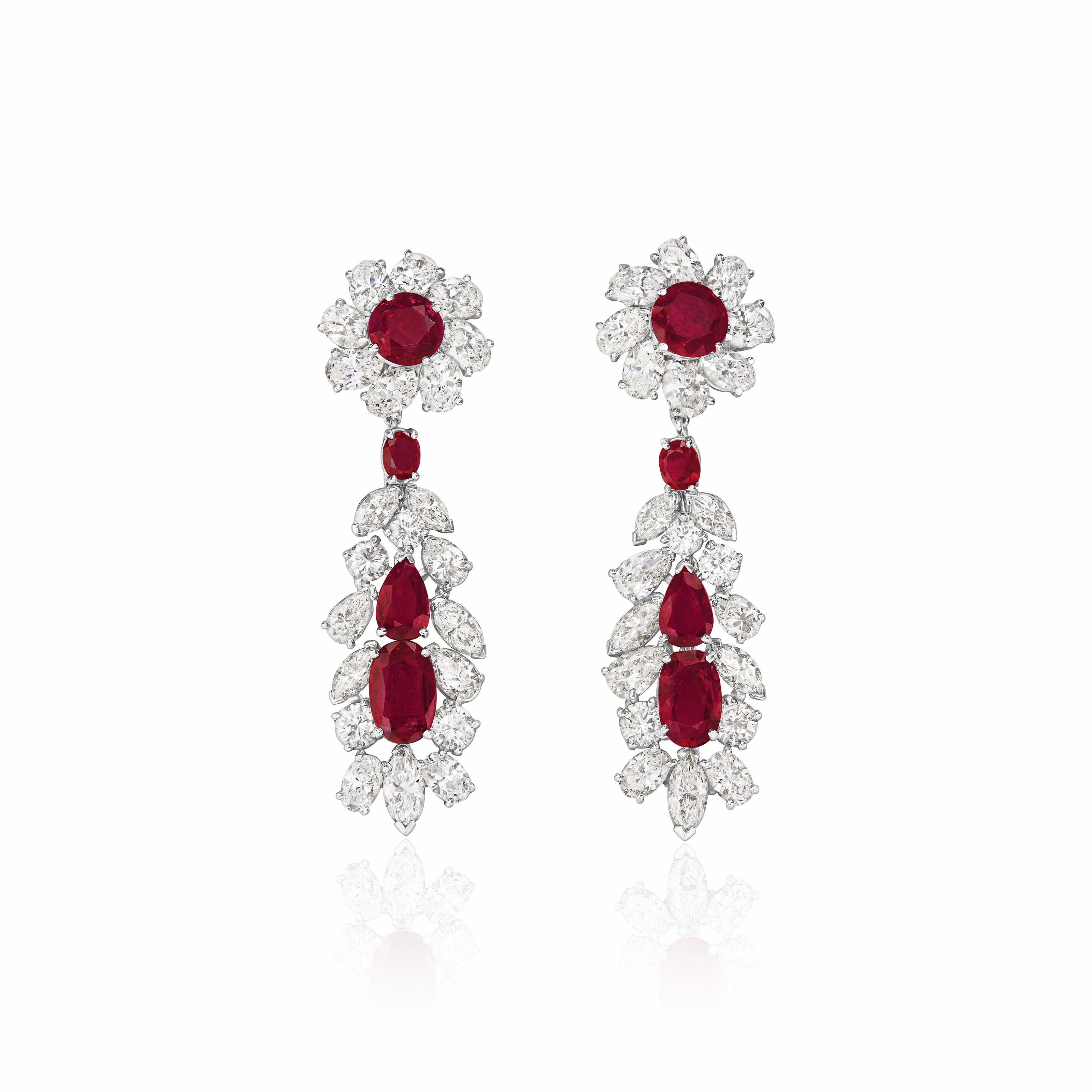 RUBY AND DIAMOND PENDANT-EARRINGS, | Christie’s
