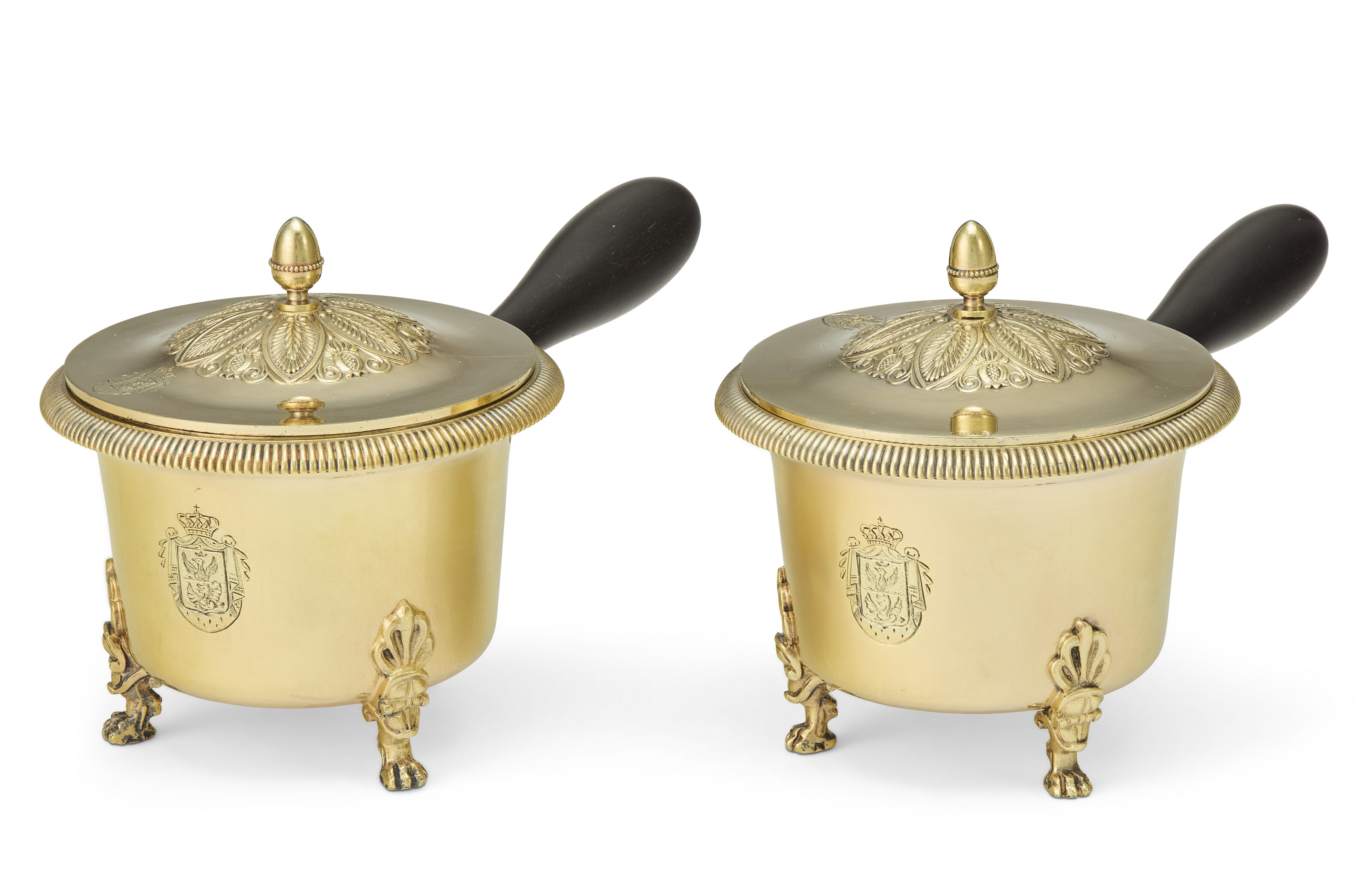 A PAIR OF FRENCH SILVER-GILT CASSOLETTES AND COVERS FROM THE BORGHESE ...