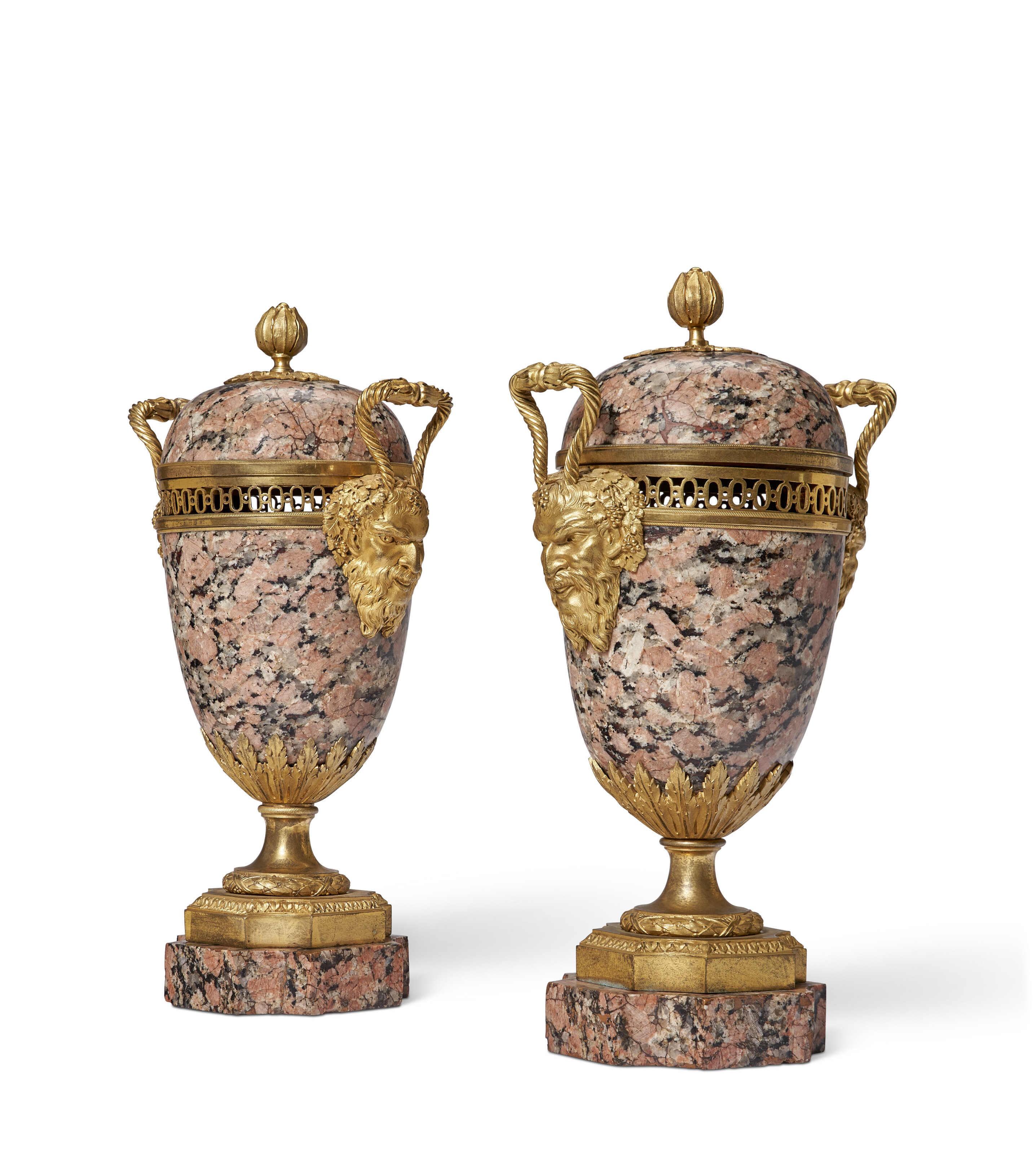 A PAIR OF LATE LOUIS XVI ORMOLU-MOUNTED GRANITO ROSSO POT-POURRI VASES ...